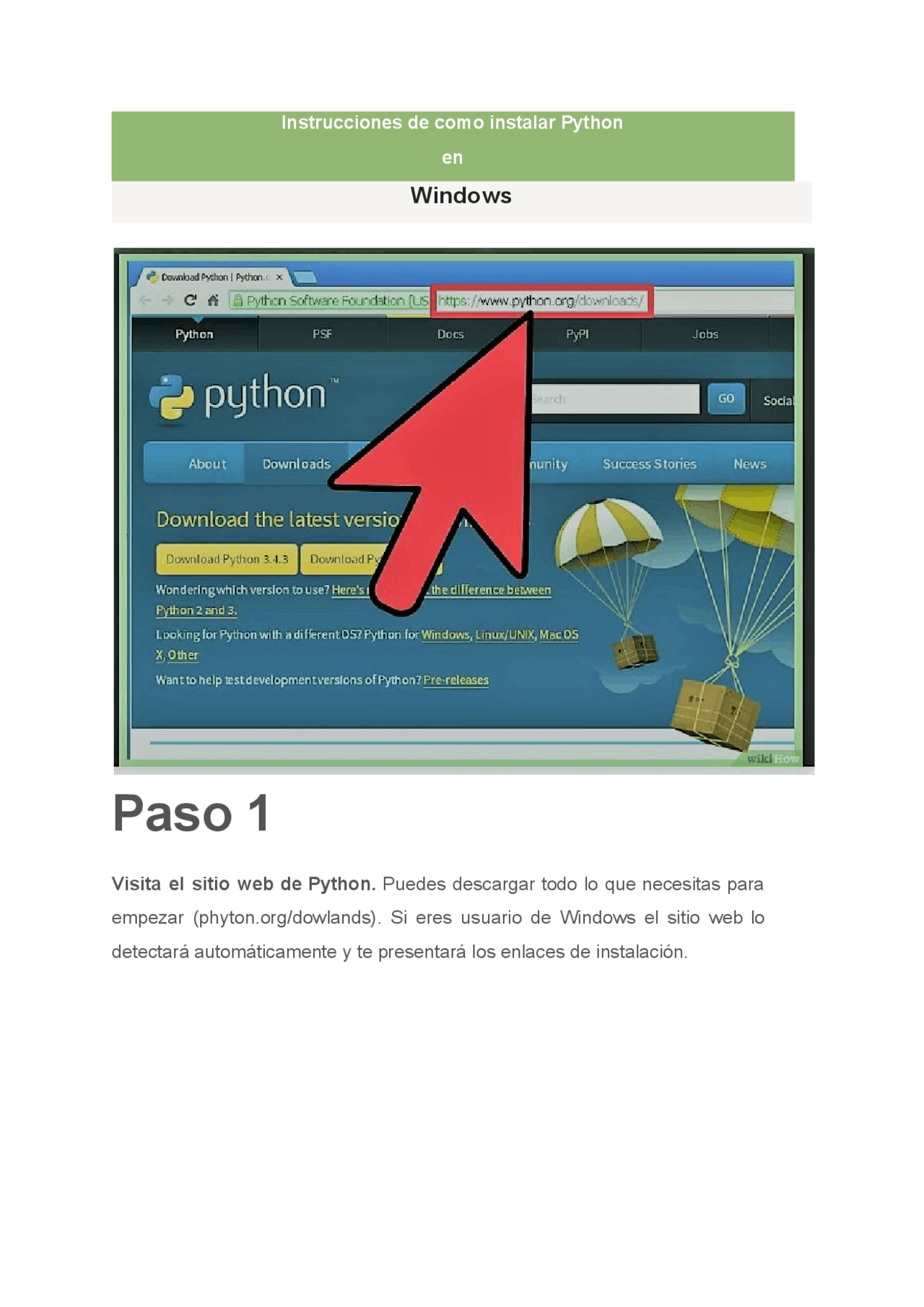 Instrucciones de como instalar Python. - Docsity