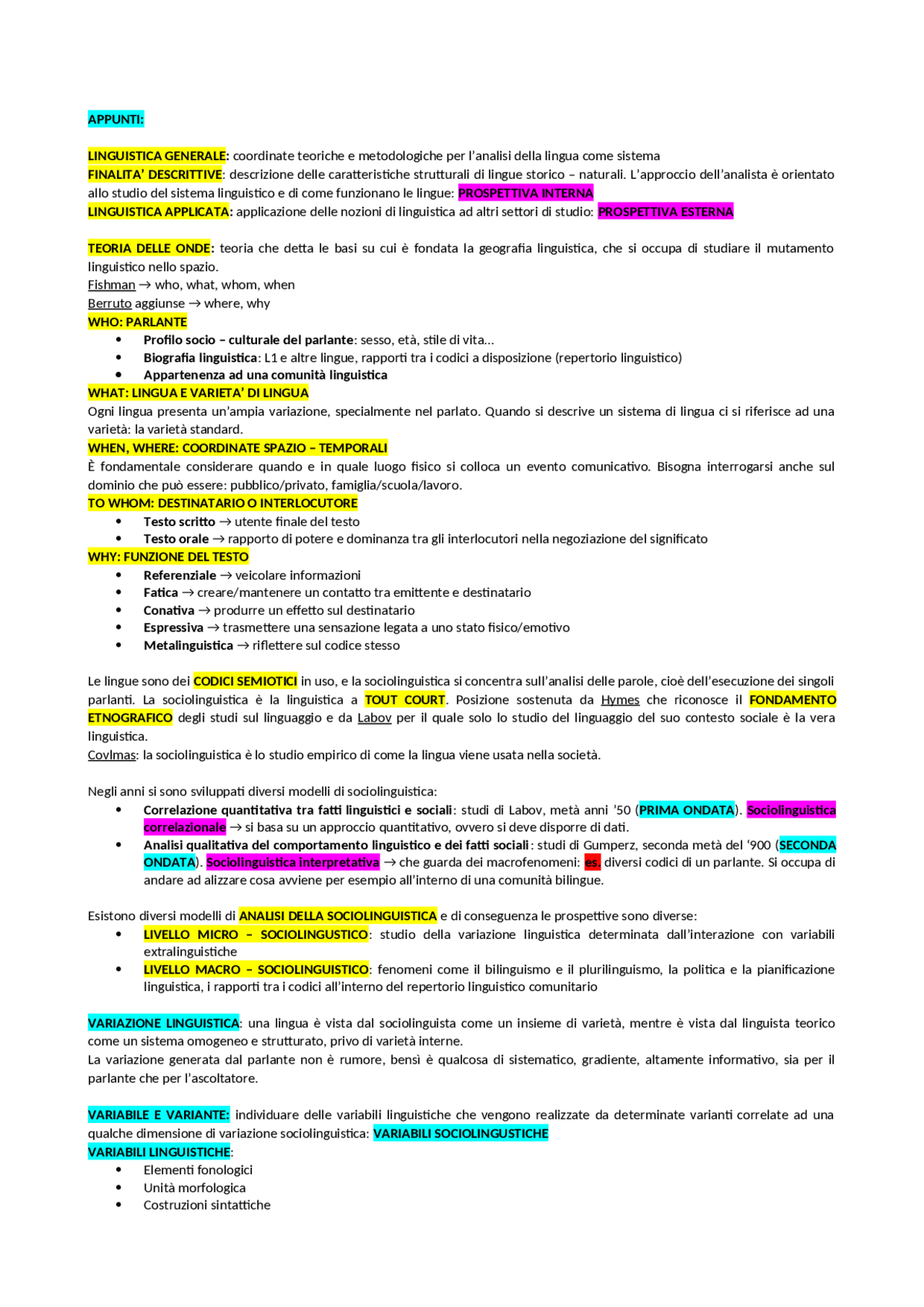Appunti Sociolinguistica Docsity