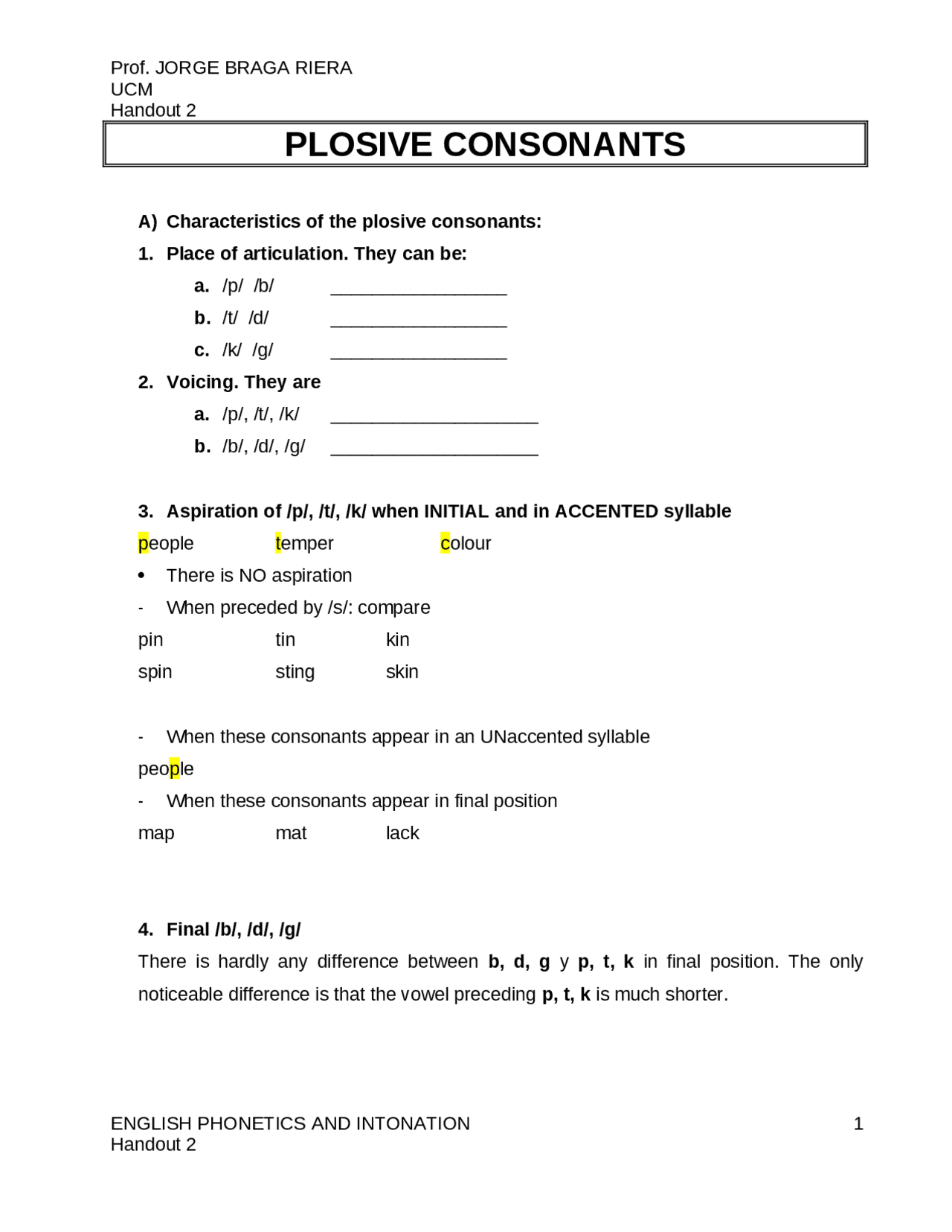 Exercises Of Phonology Docsity