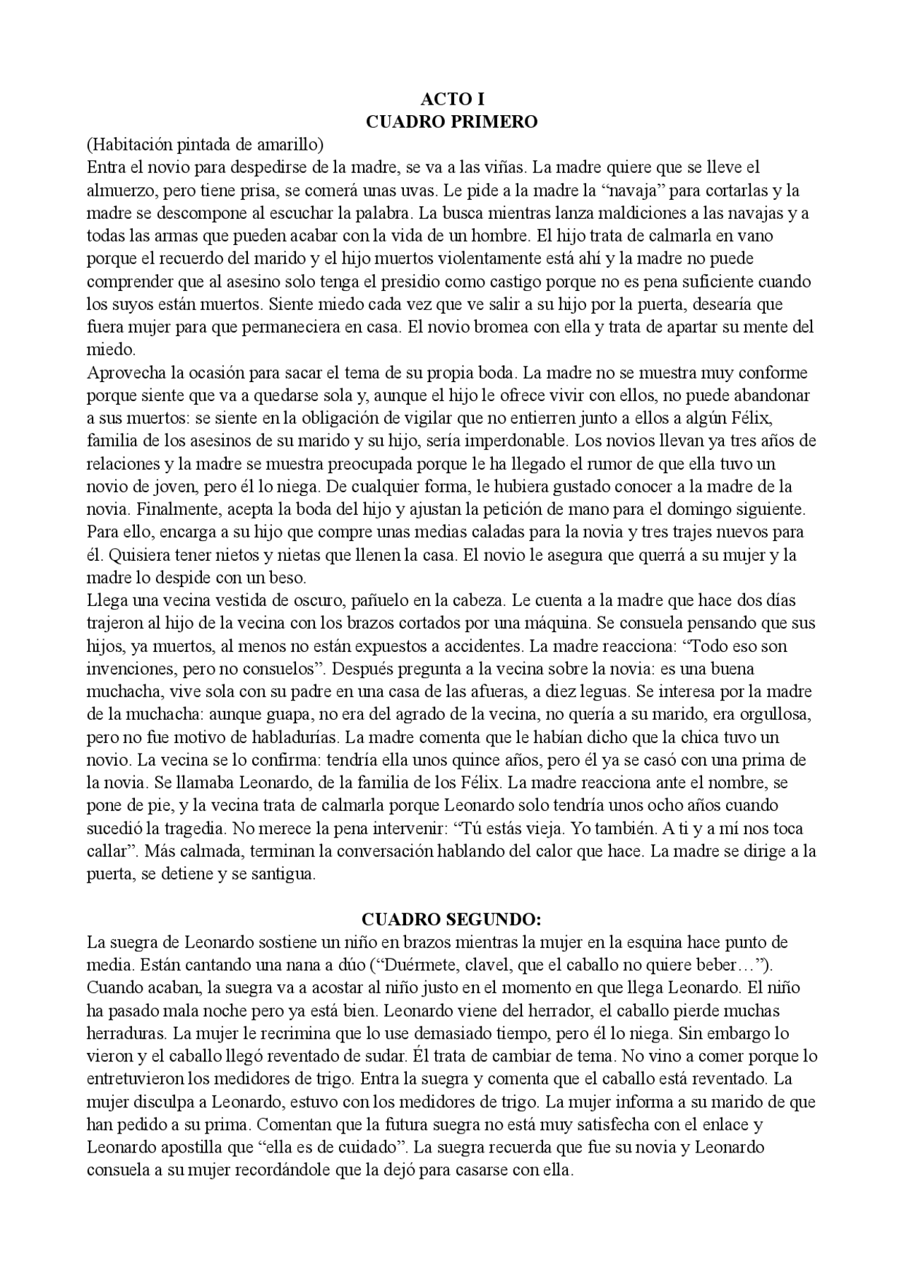 Bodas de sangre- literatura espanola - Docsity