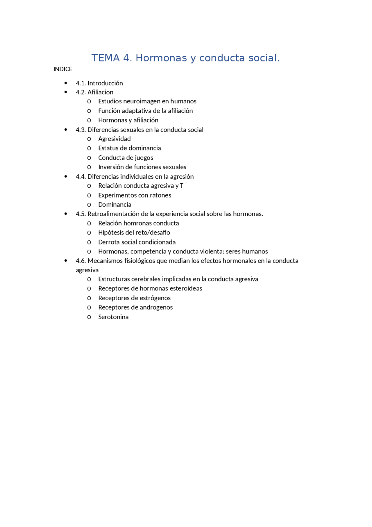 Tema 4 Psicoendocrinologia Docsity