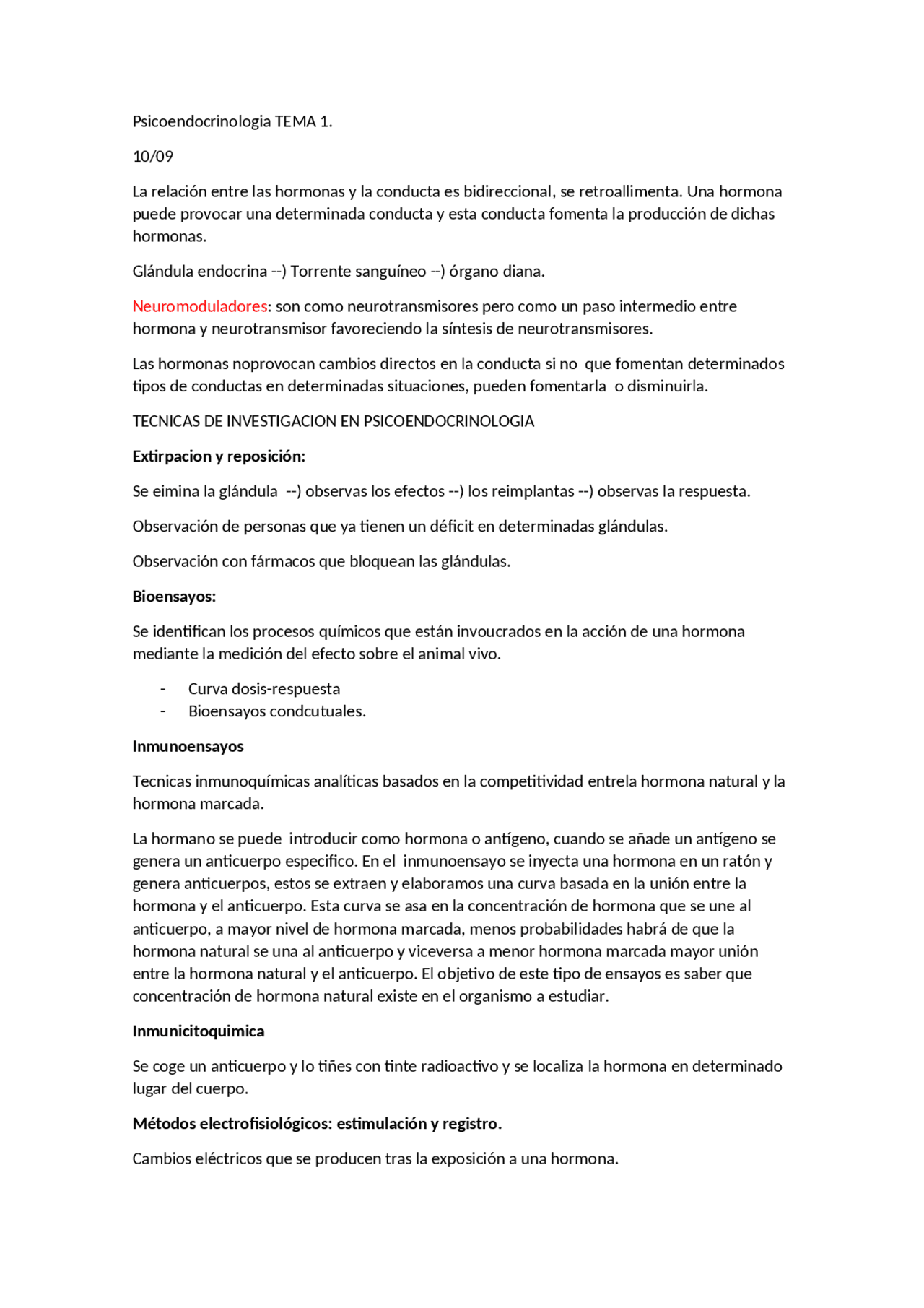 Apuntes Psicoendocrinologia Docsity