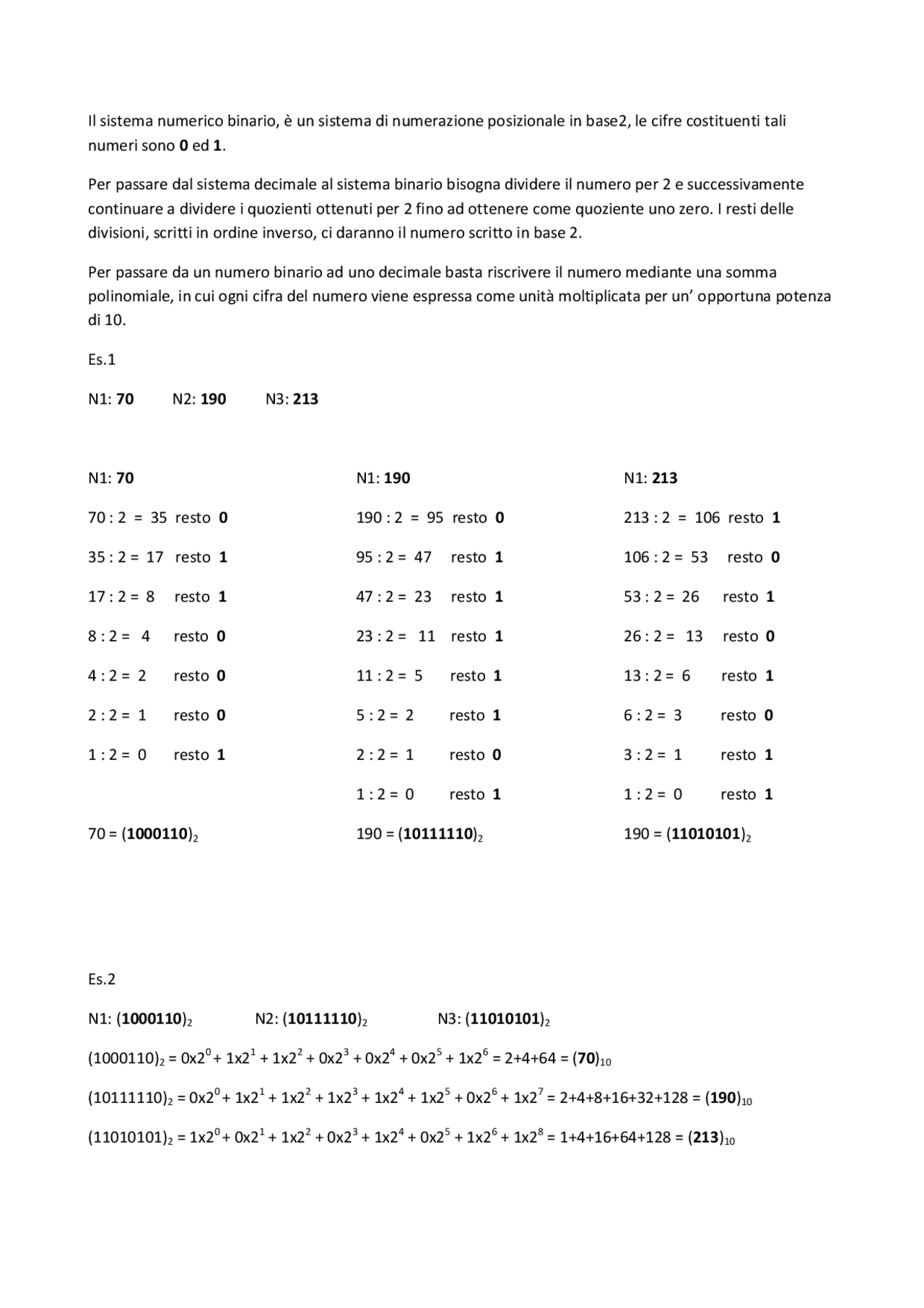 Elaborato codifica binaria - Docsity