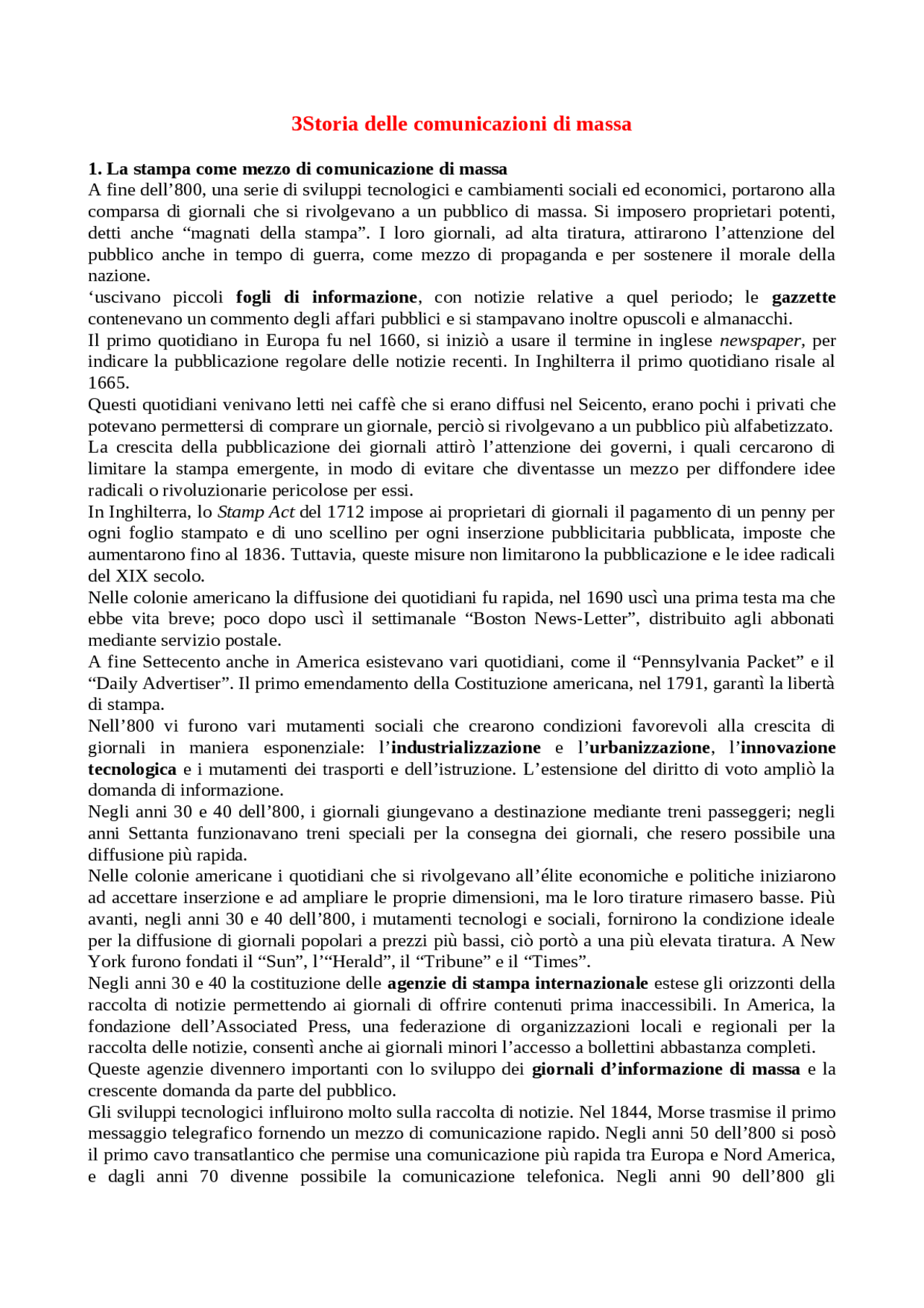Storia Della Comunicazione Di Massa Docsity