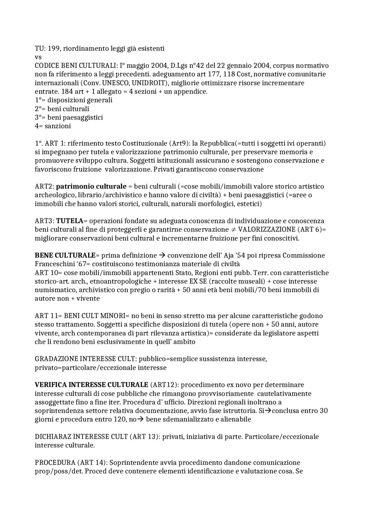 Diritto Dei Beni Culturali E Del Paesaggio Appunti Di Diritto Docsity