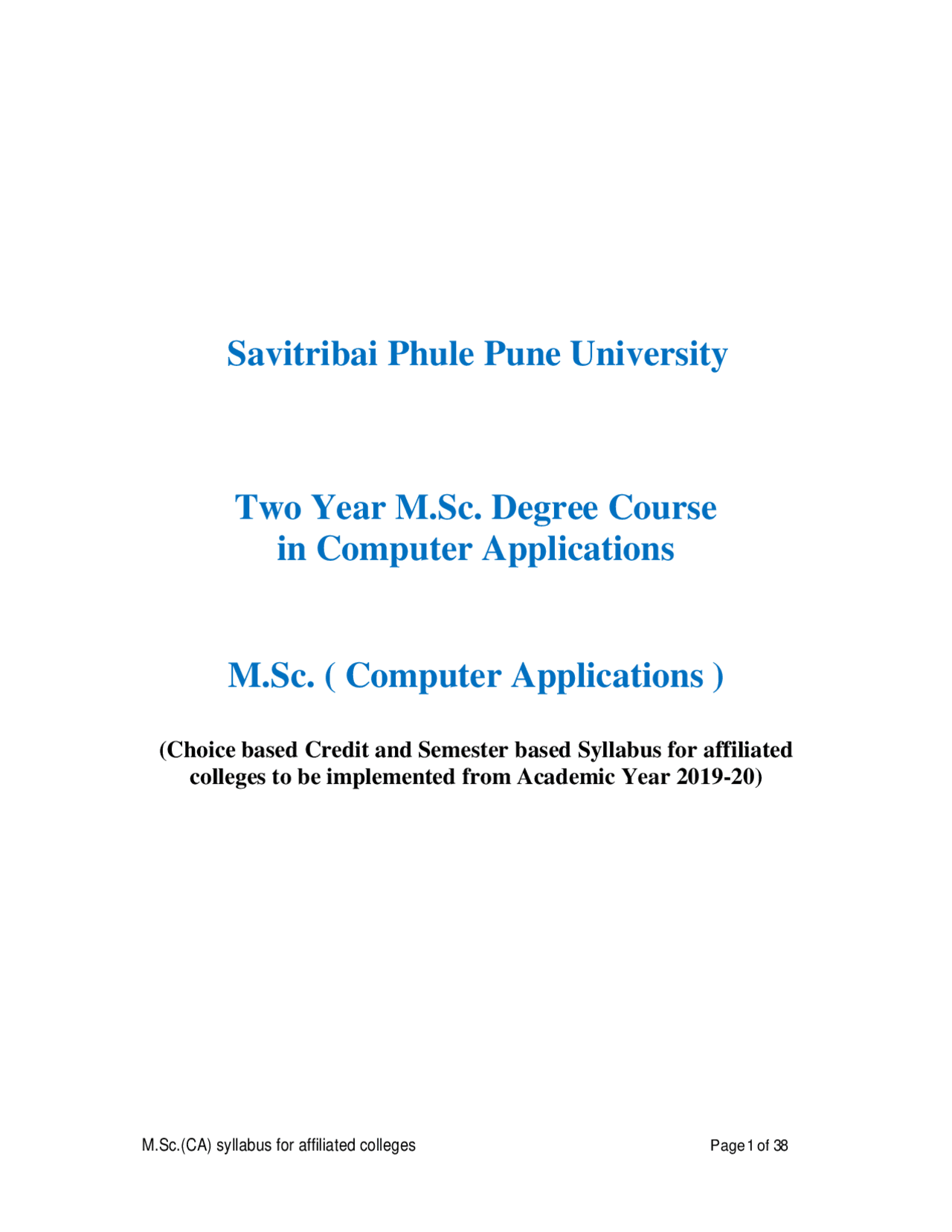 Syllabus Of Msc Computer Application Docsity