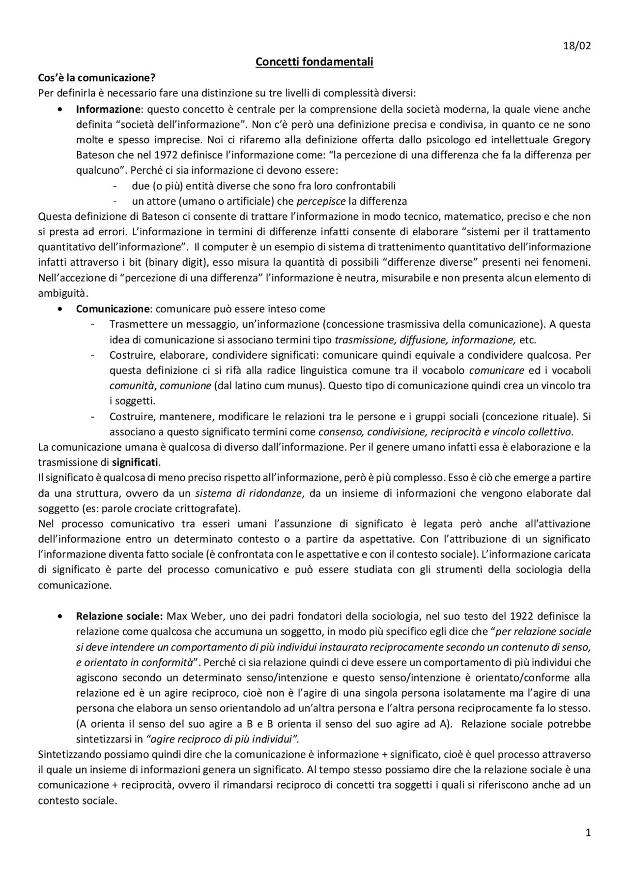 Appunti Teoria E Tecnica Della Comunicazione Docsity