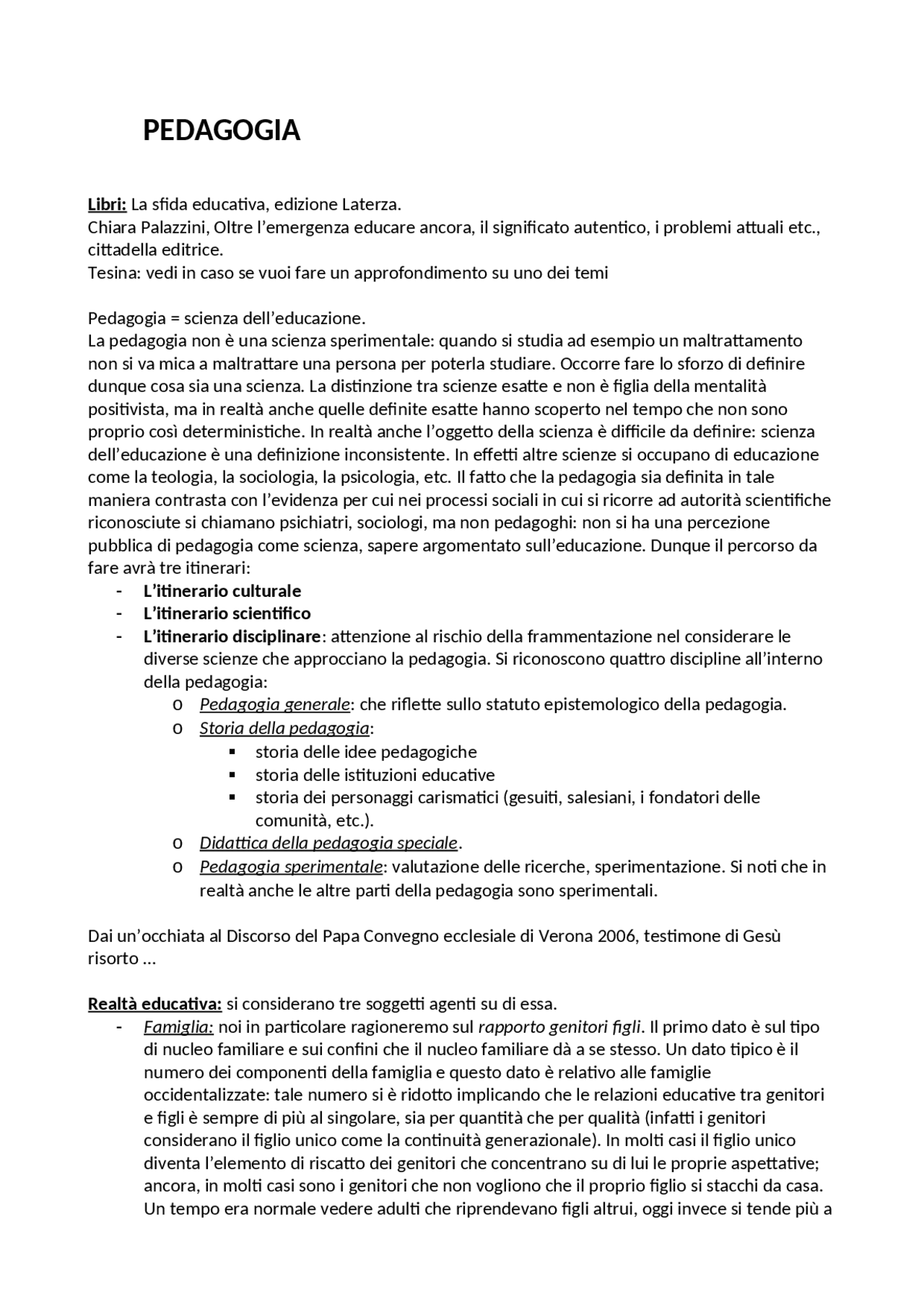Riassunto La Sfida Educativa Docsity