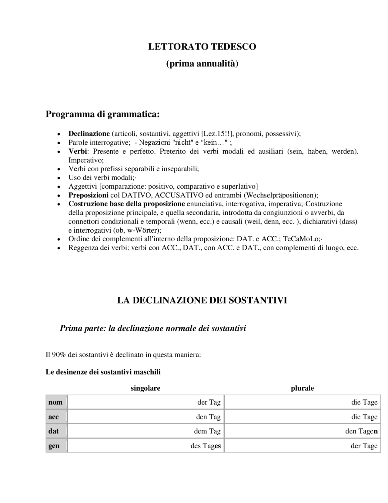 Grammatica Tedesca Di Base Docsity