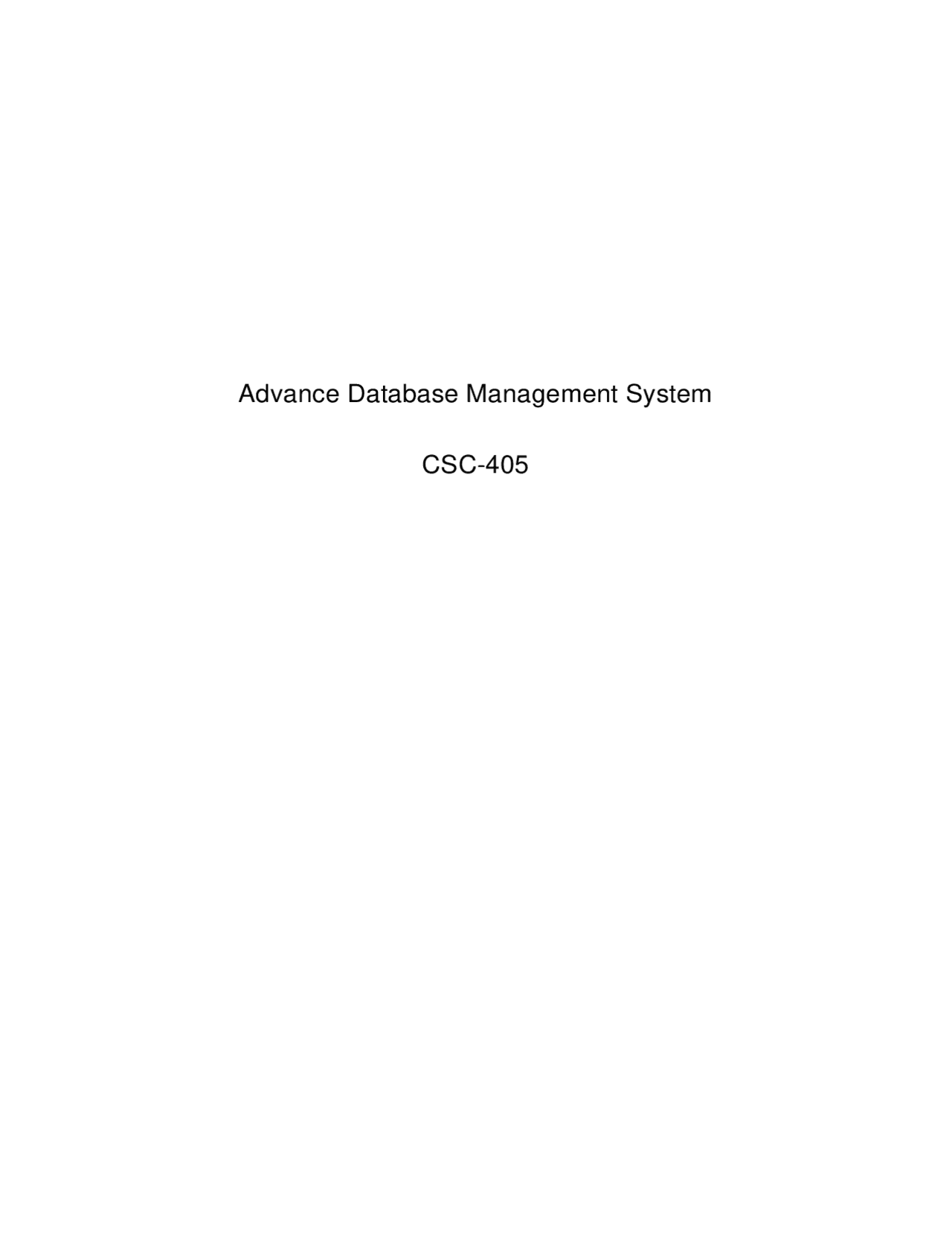 Advance Database Management System Docsity