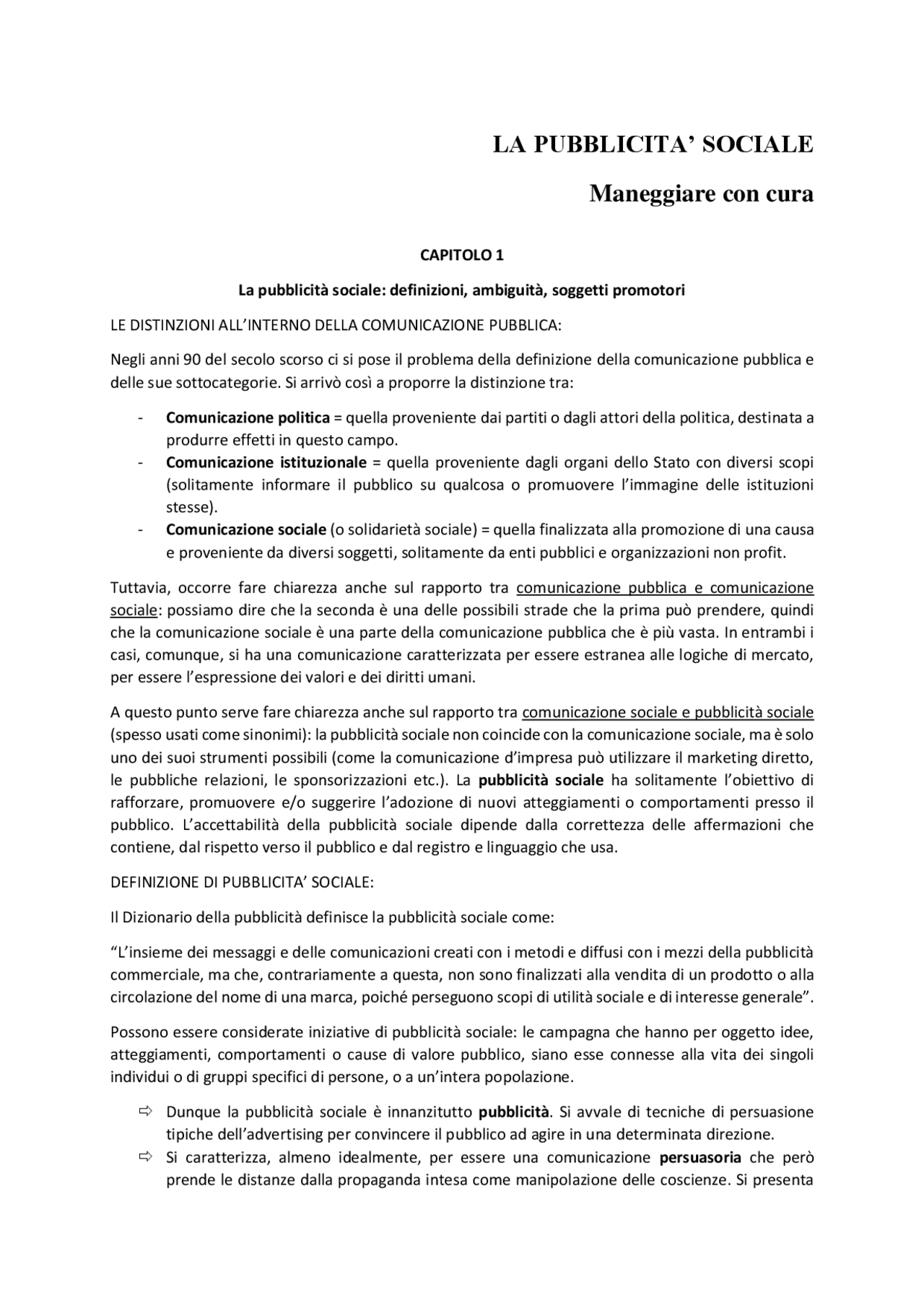 La Pubblicità Sociale Maneggiare Con Cura Docsity