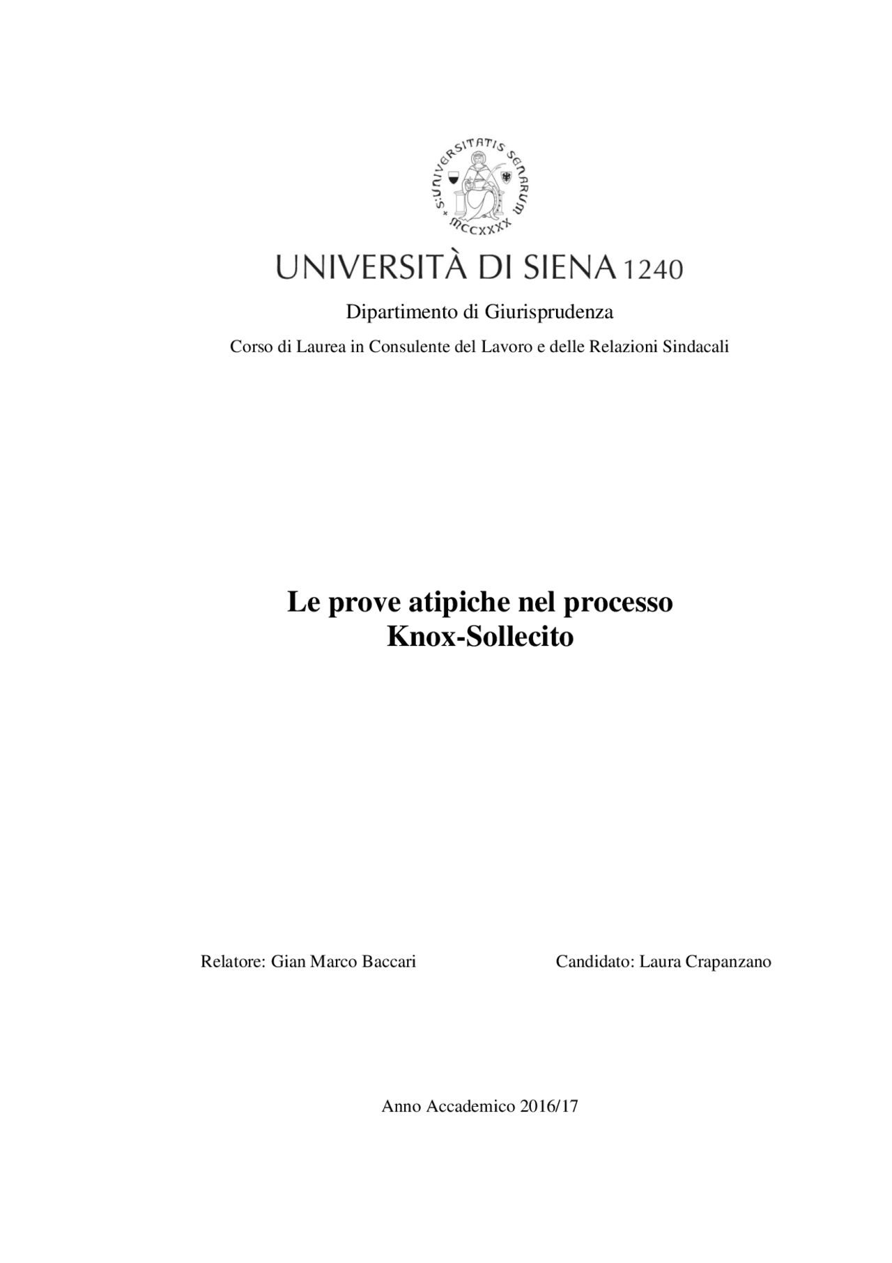 Prove Atipiche Nel Caso Sollecito Knox Docsity