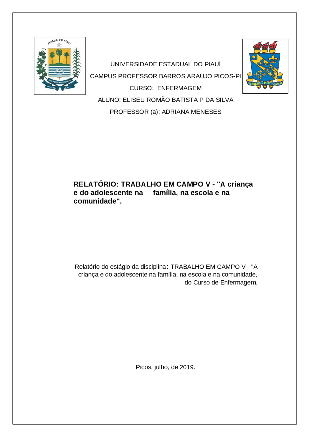 Modelo De Relatório De Estágio Acadêmico Docsity
