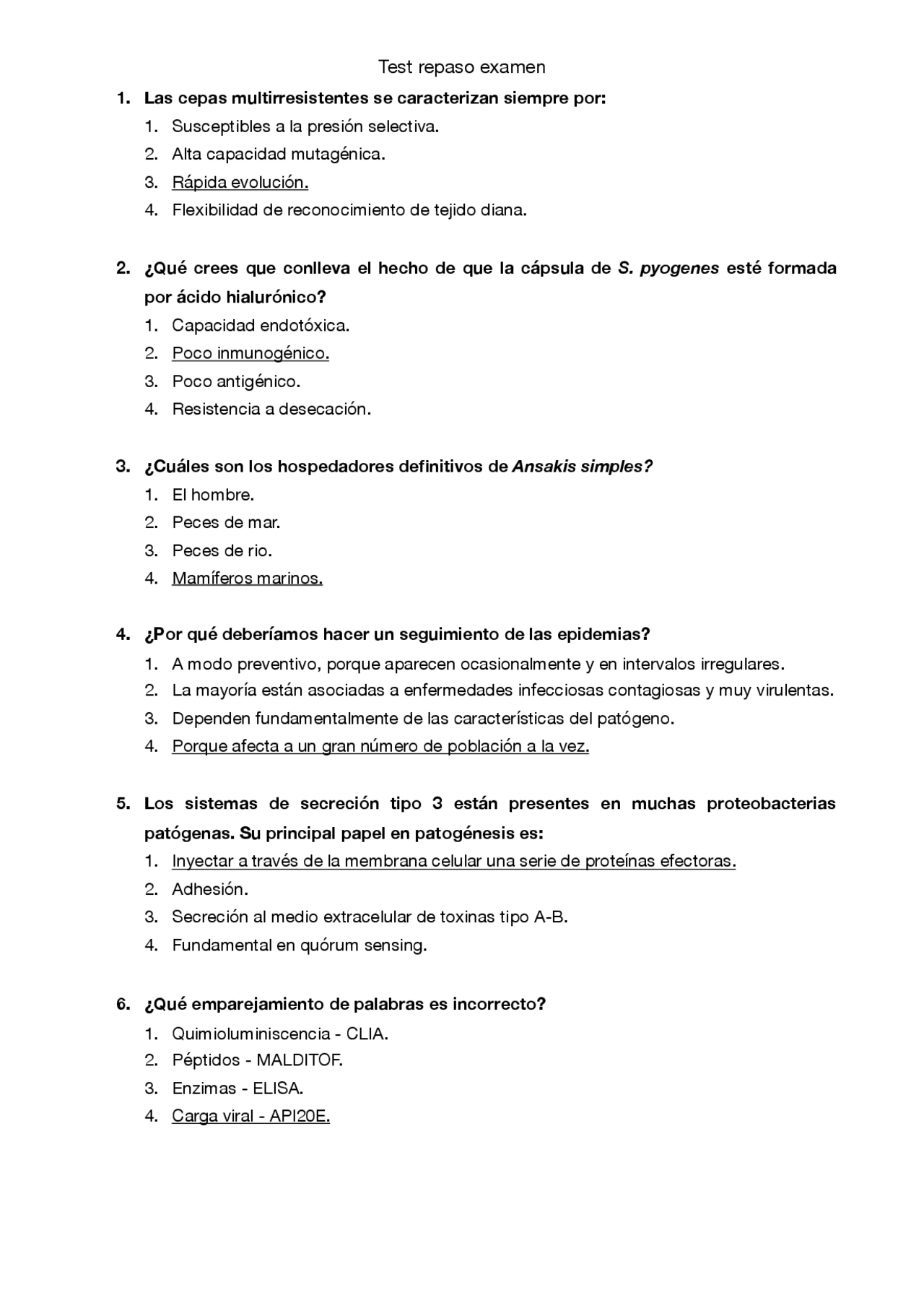 Test Microbiología Médica Docsity
