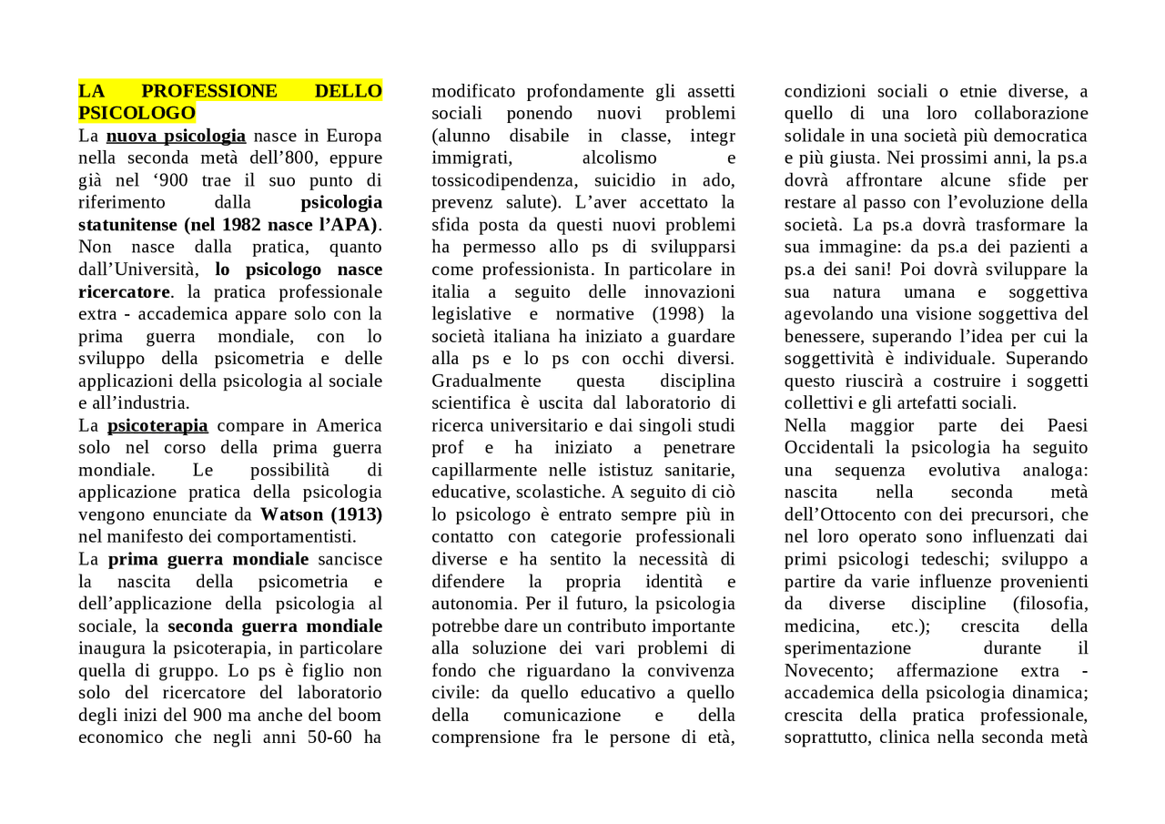 Temi Esame Di Stato Psicologia Docsity
