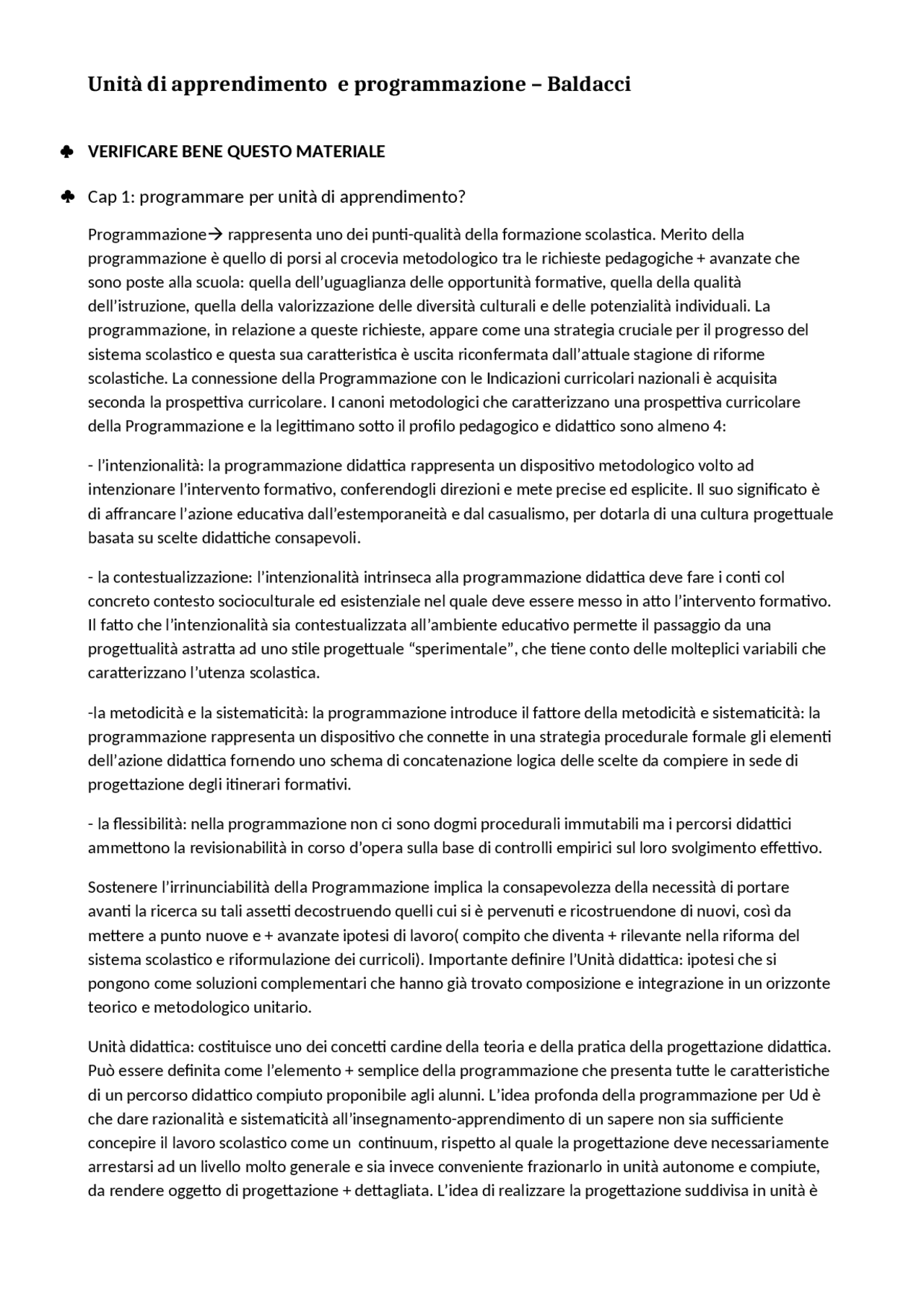 Unità Di Apprendimento E Programmazione Baldacci M Dispense Di