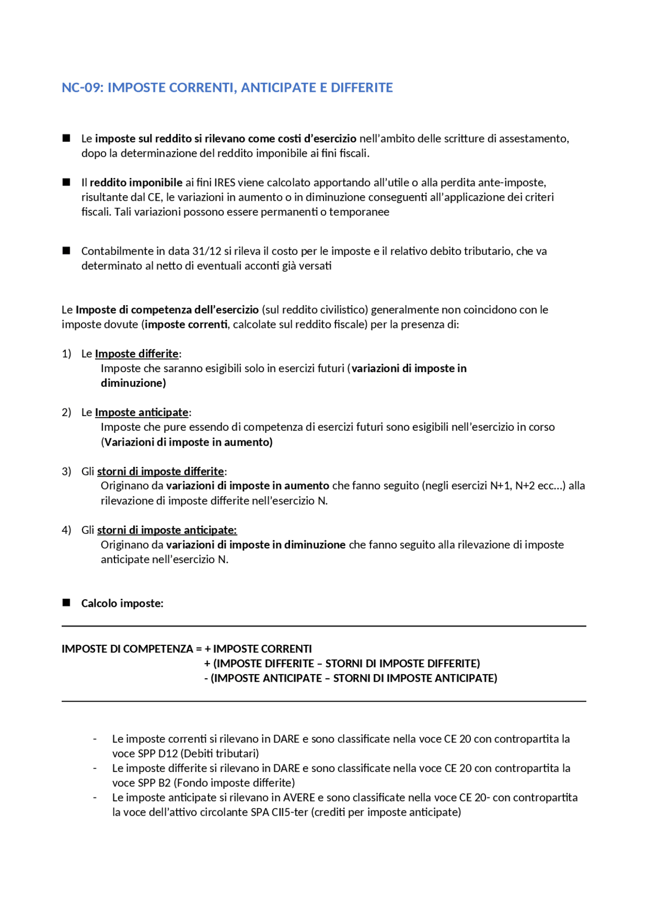 Nota contabile NC-09 (Metodologie) - Docsity