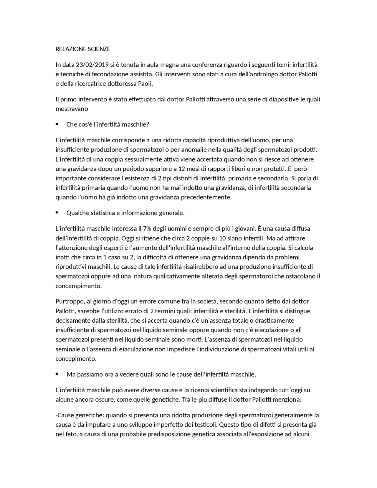 Relazione Scienze Docsity
