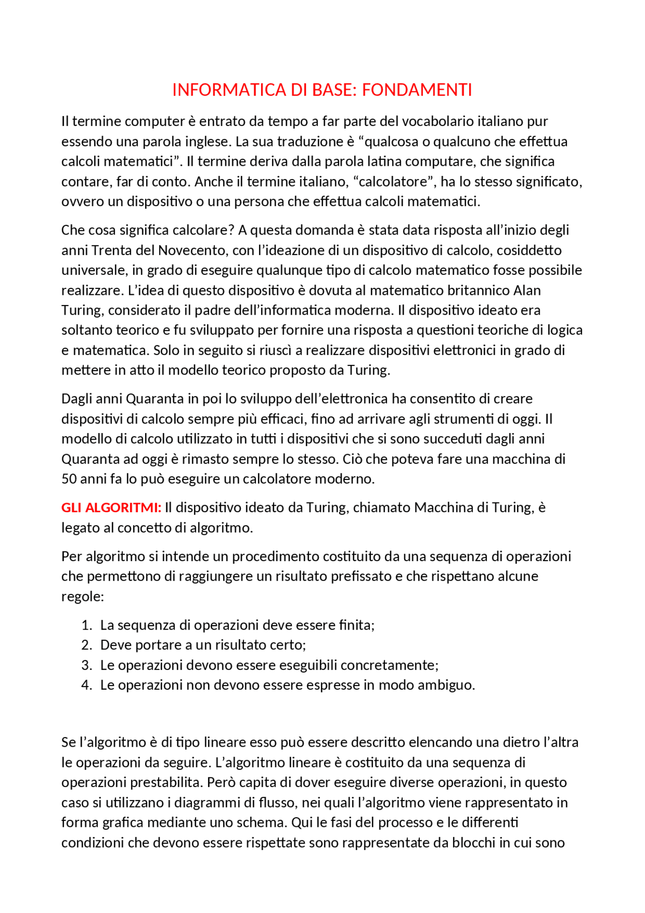 Riassunto Informatica Di Base Uniroma 3 Docsity