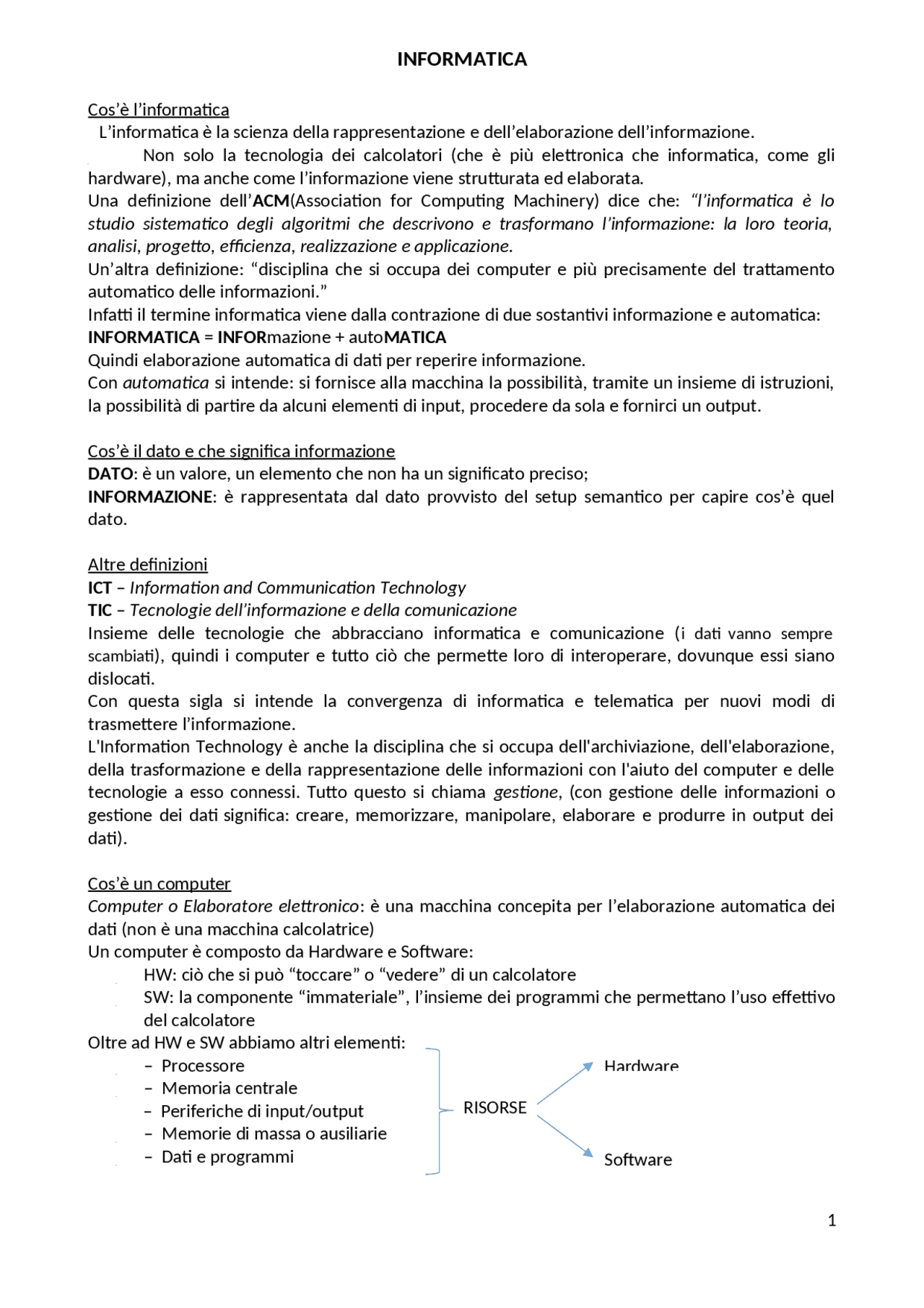 Dispensa Di Informatica Docsity