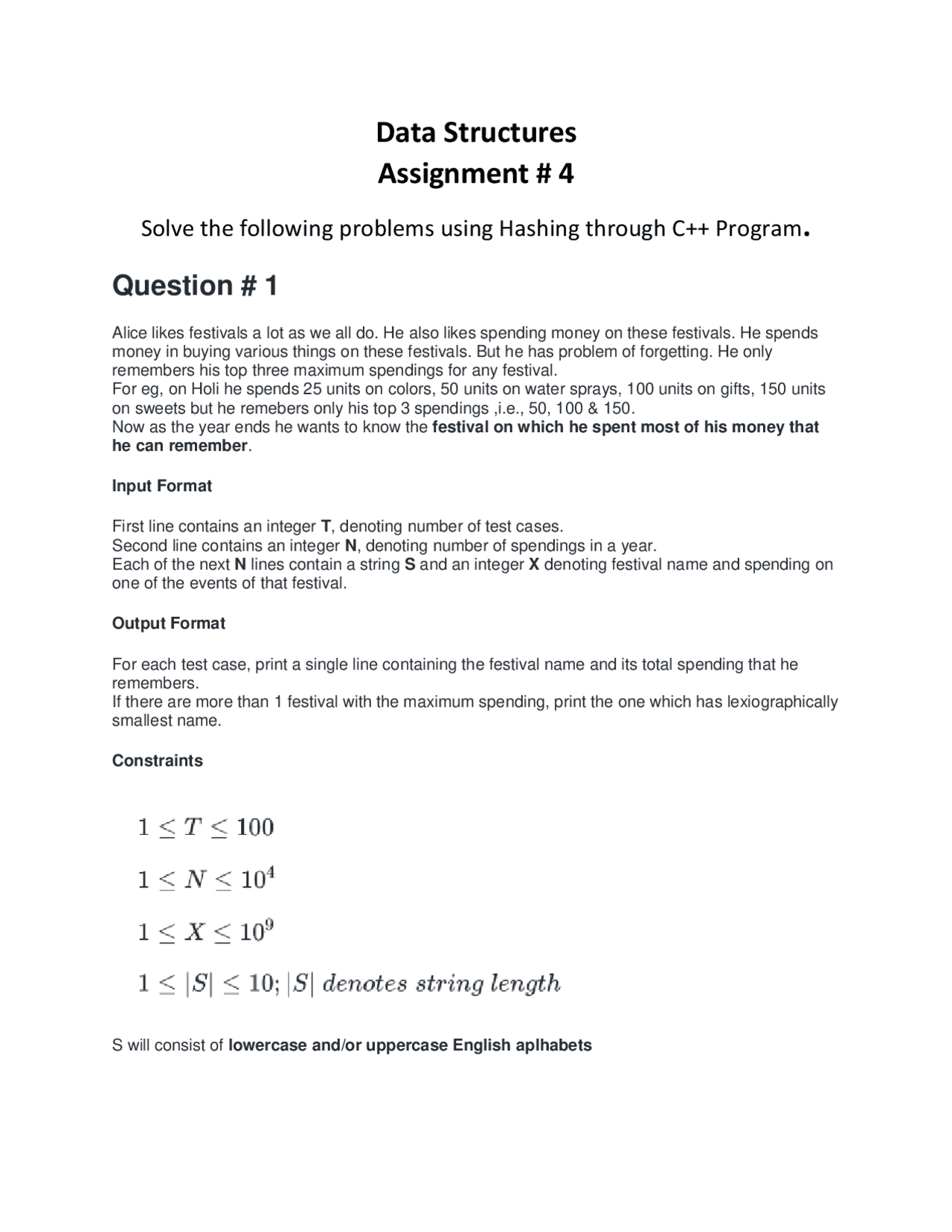 Data Structure Assignment Exercises Data Structures And Algorithms