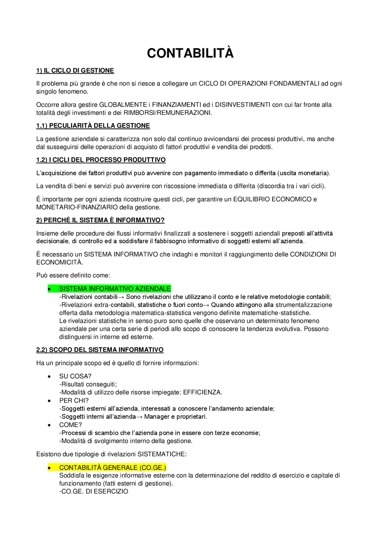 Riassunti Contabilta Di Base Docsity