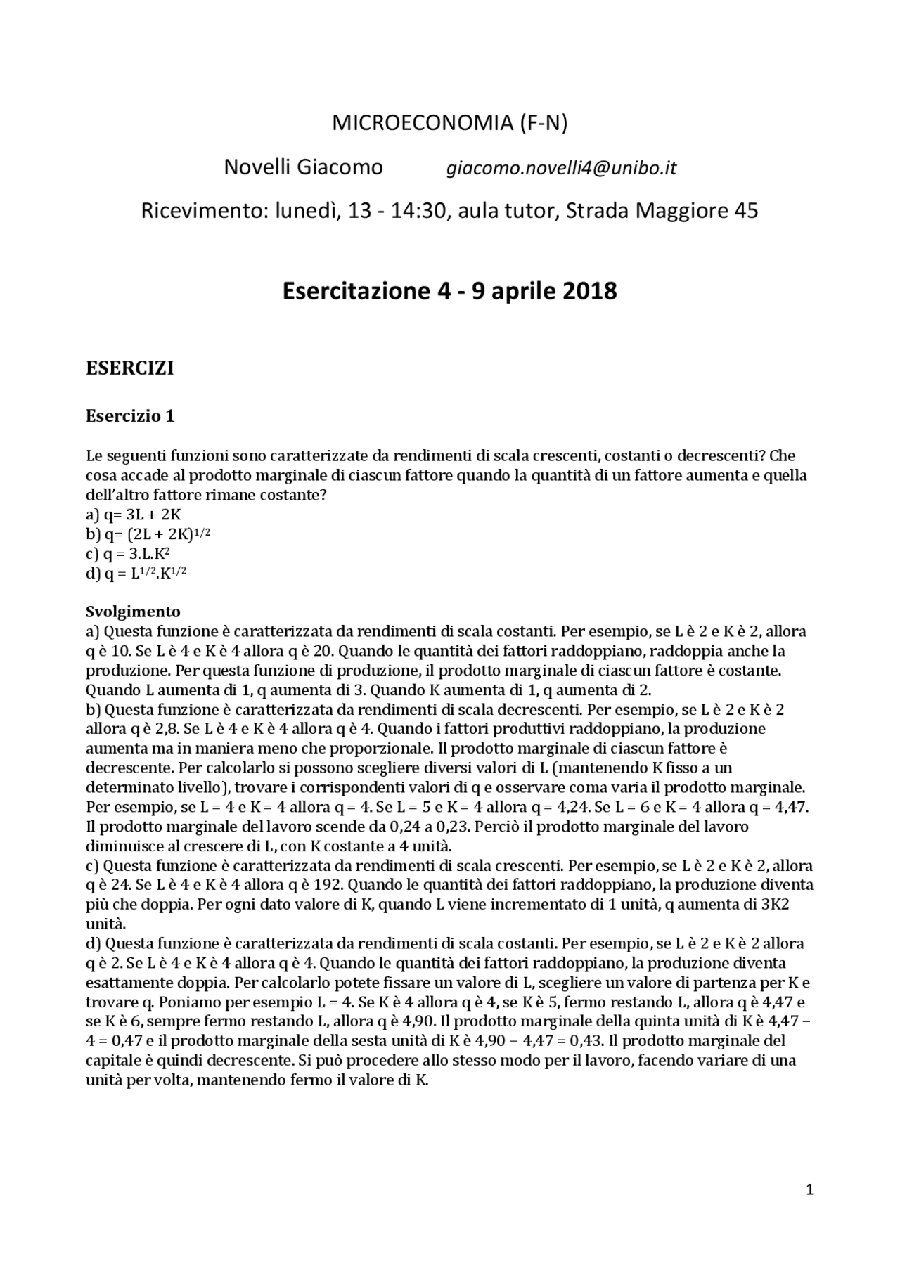 Esercitazioni Microeconomia Docsity