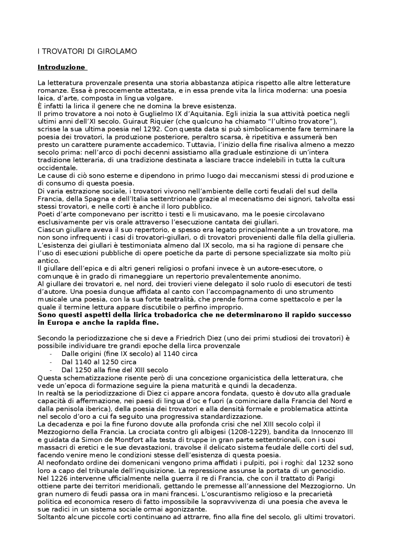 I Trovatori Di Girolamo Docsity