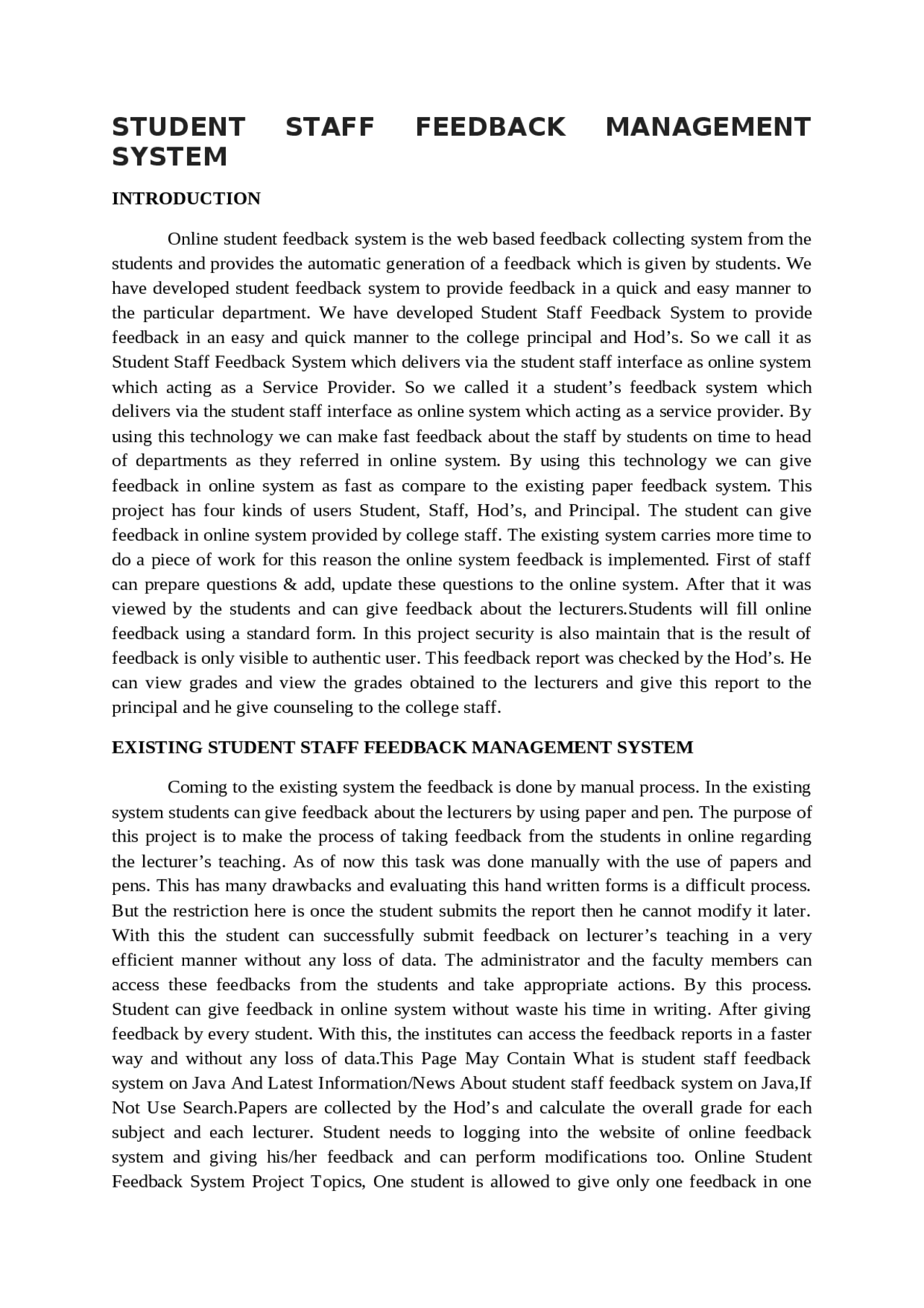 Student feedback system - Docsity