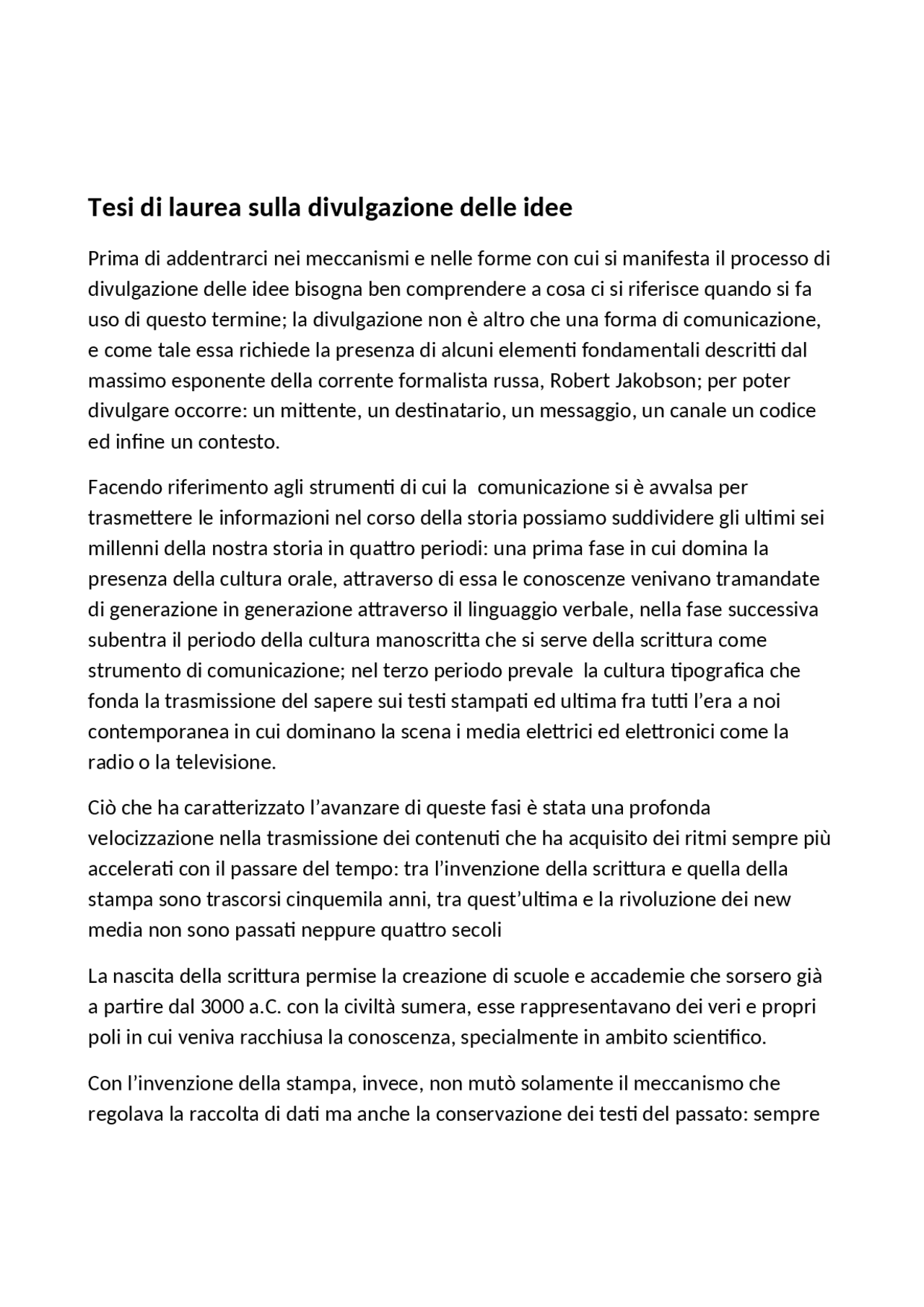Riassunto Per La Laurea Docsity