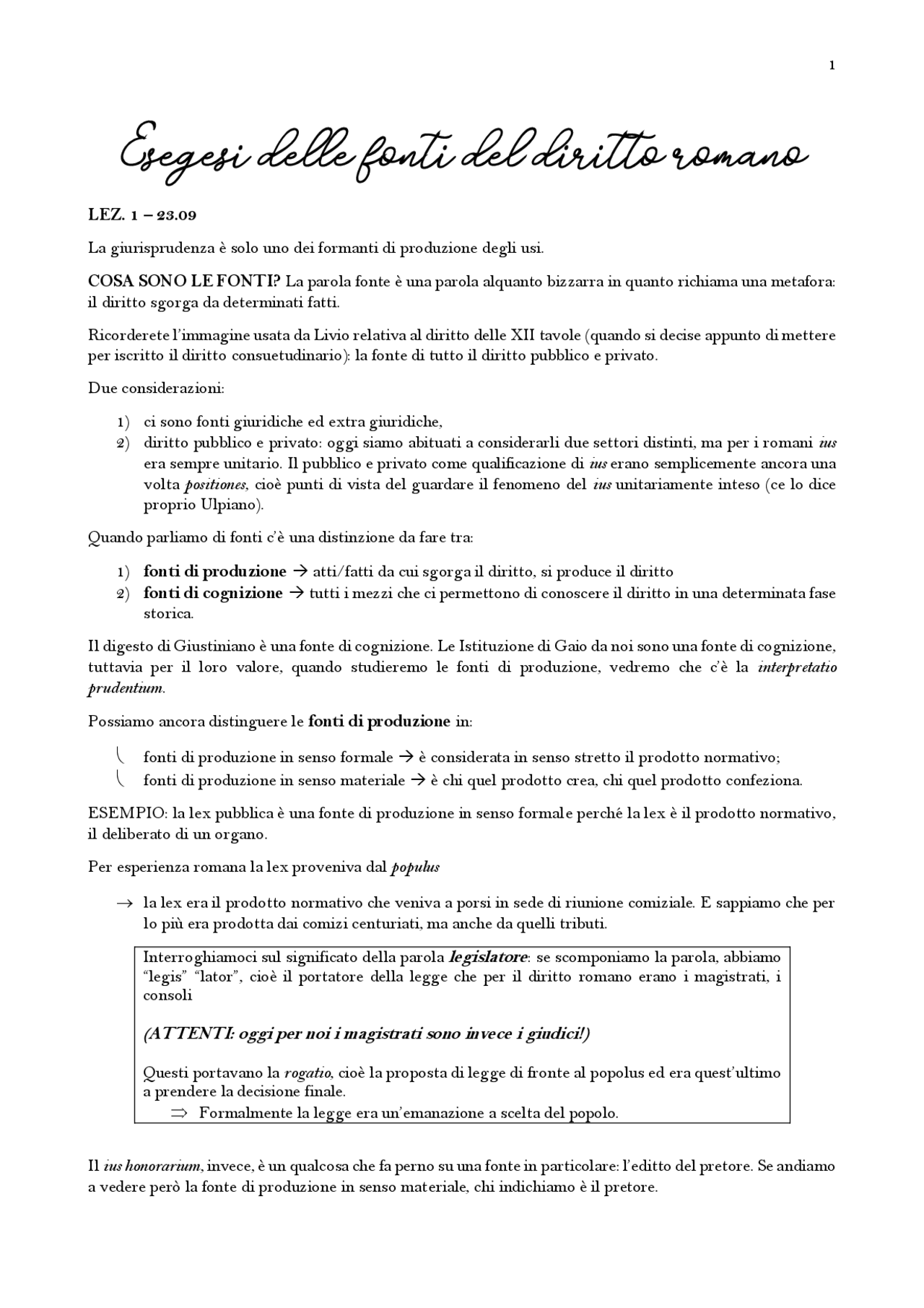 Esegesi Delle Fonti Del Diritto Romano Fenocchio Docsity
