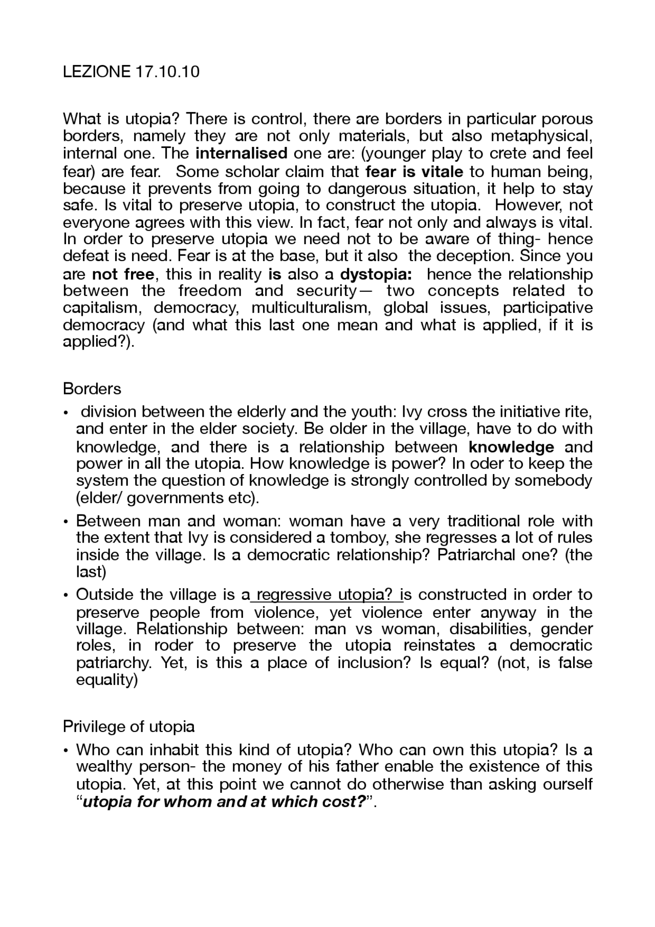 Utopia And Its Borders Docsity