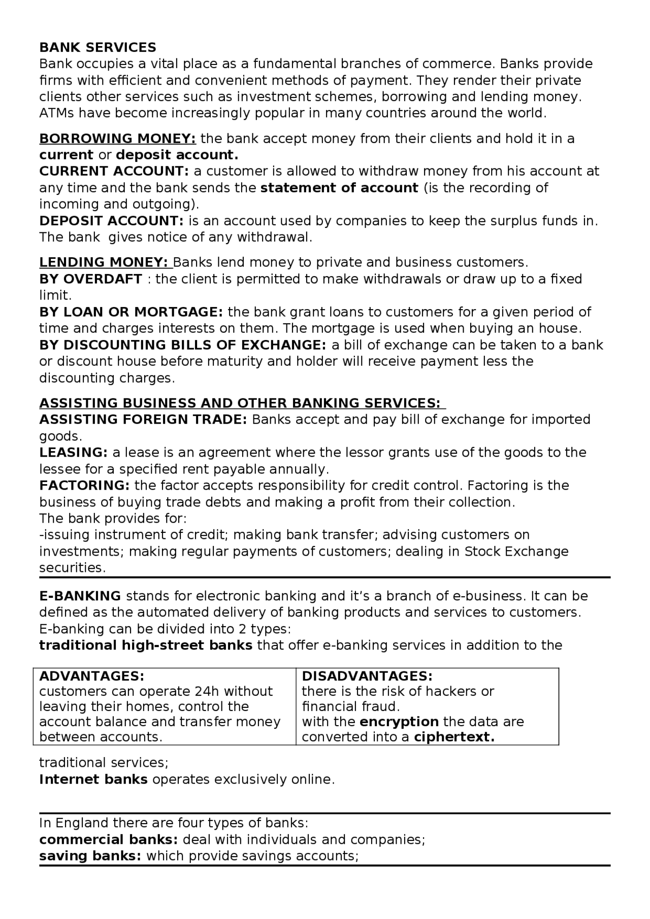 Bank System And Other Financial Docsity