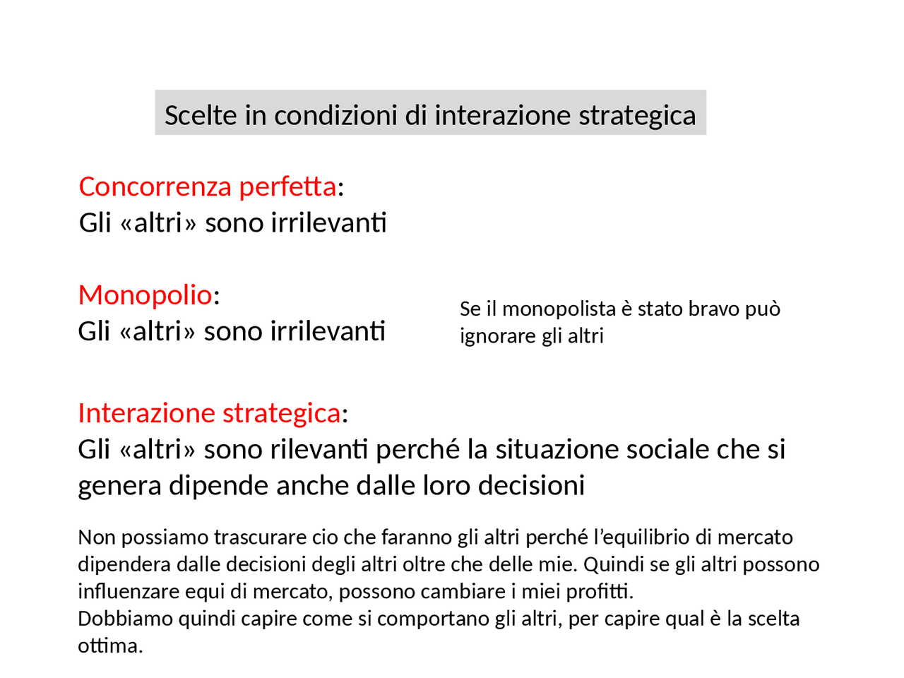 Slide interazione strategica microeconomia - Docsity