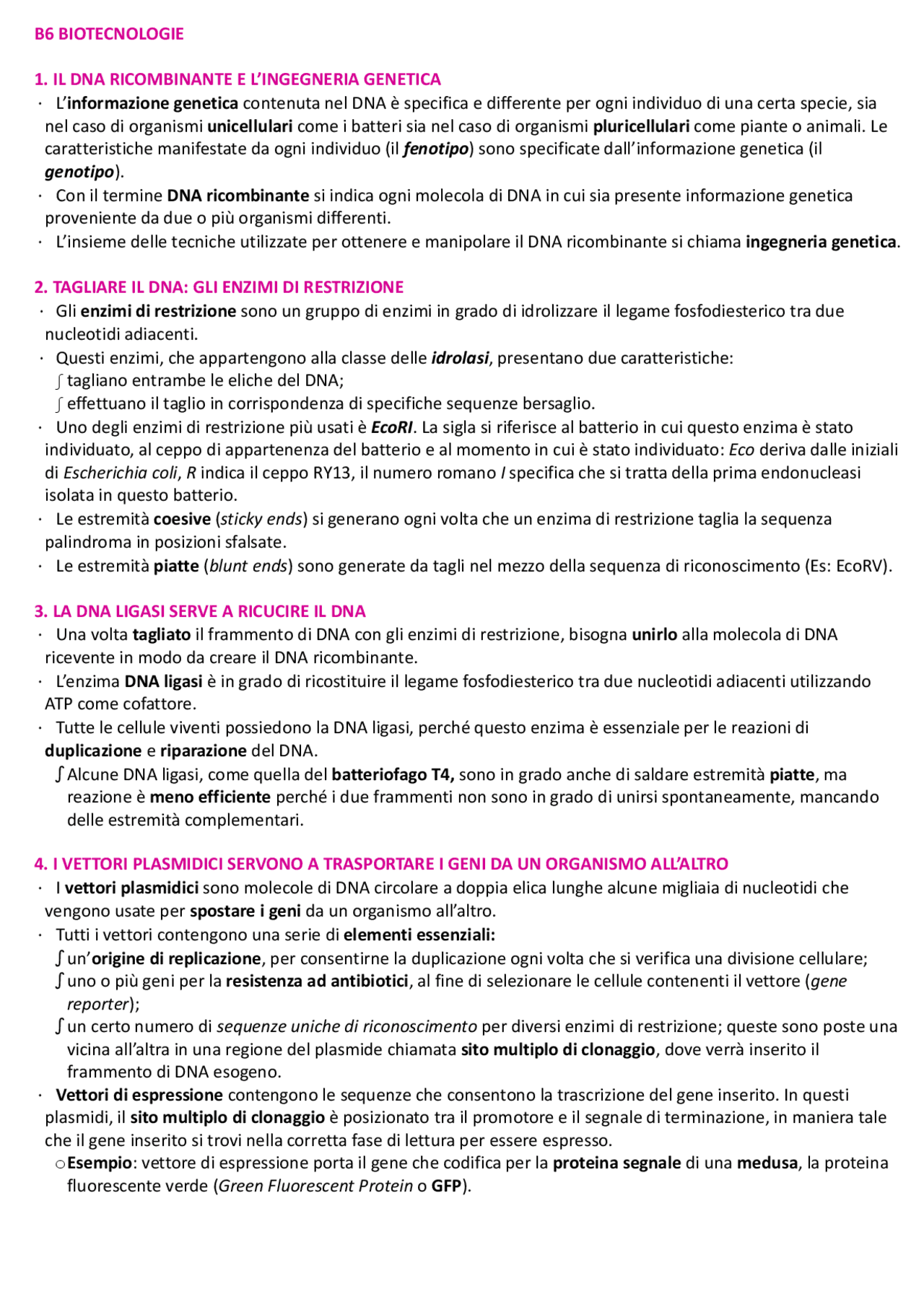 Riassunti Biologia Zanichelli Docsity