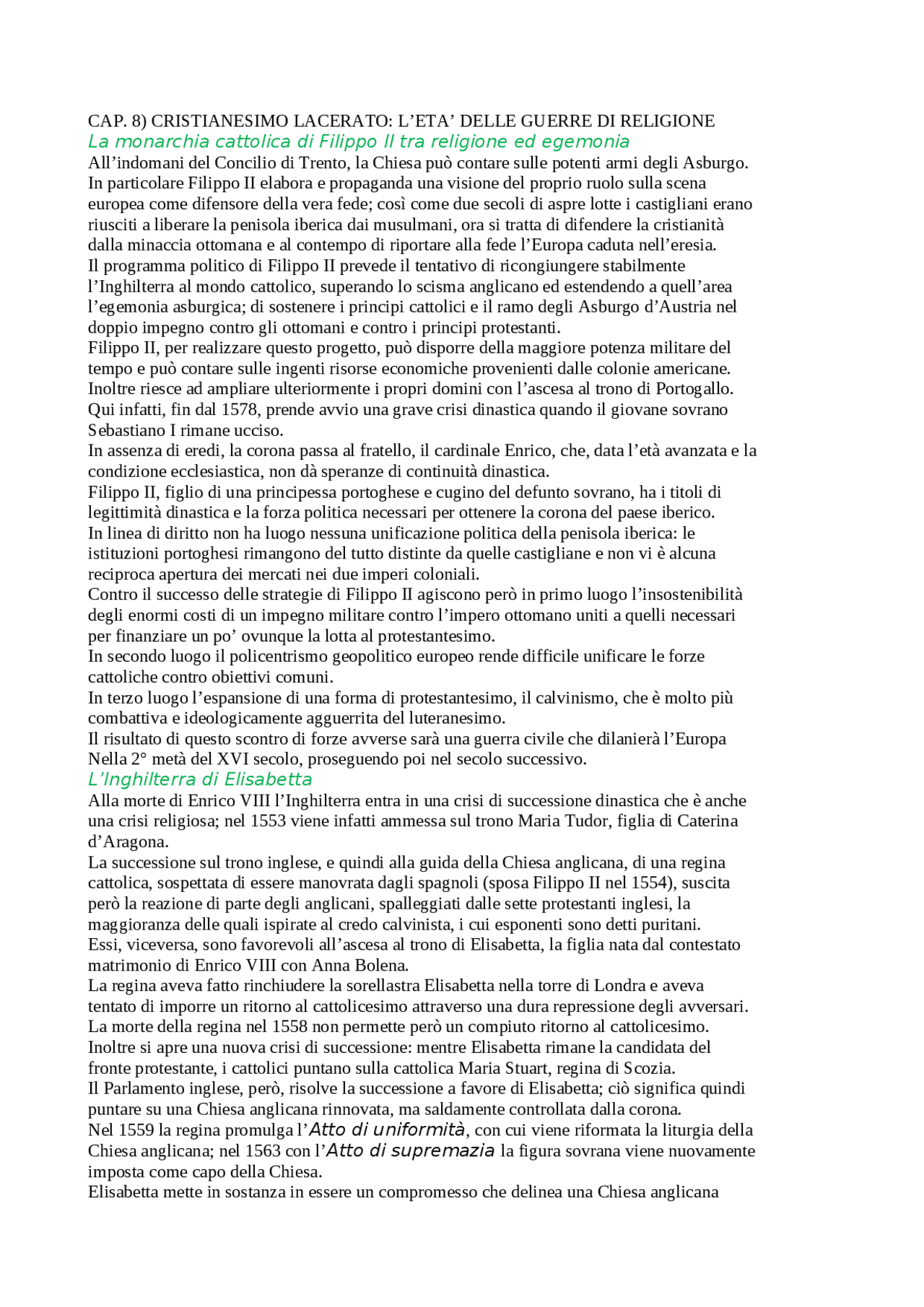 Benigno Storia Moderna Docsity
