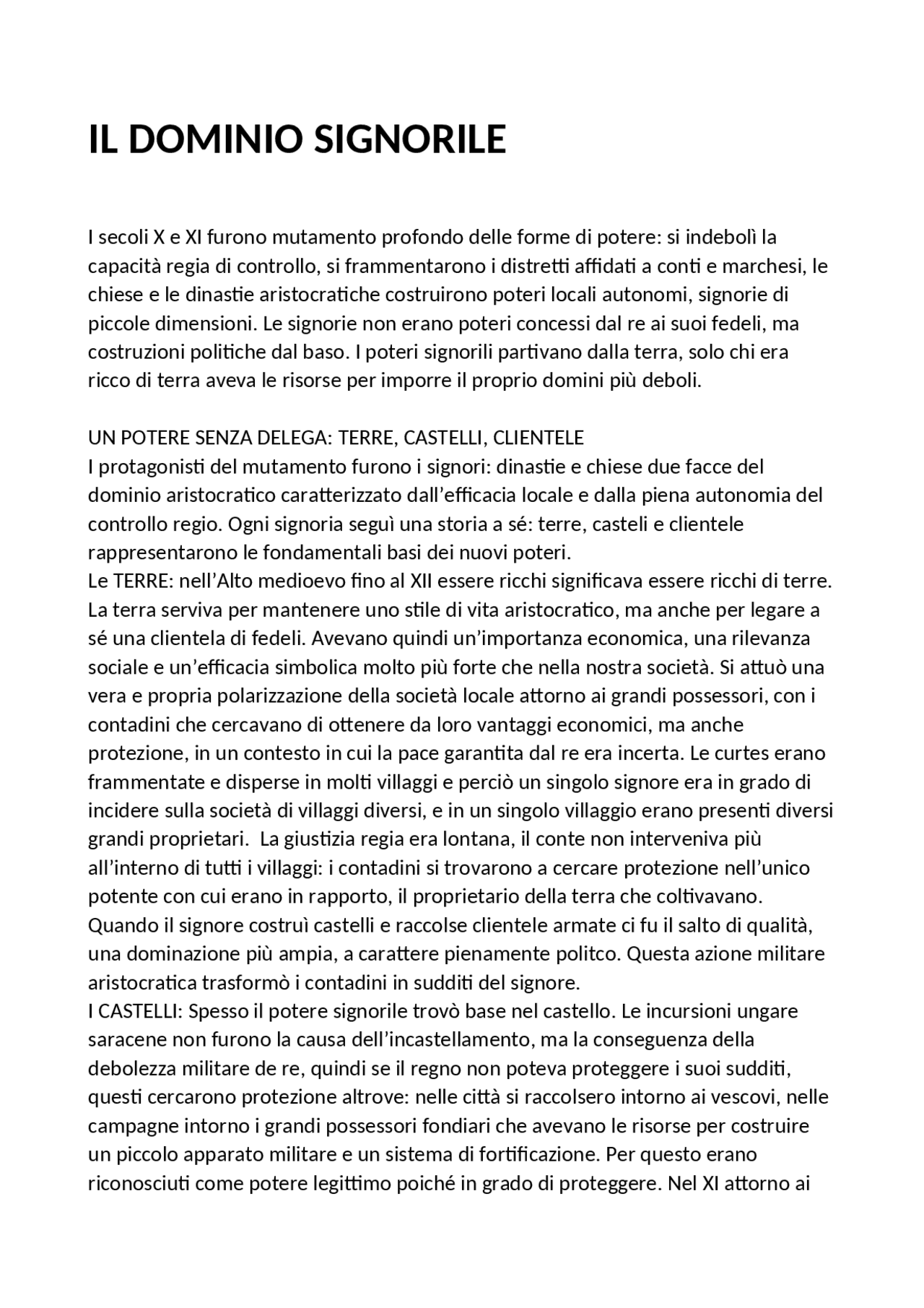 Riassunto Capitolo 12 Il Dominio Signorile Docsity