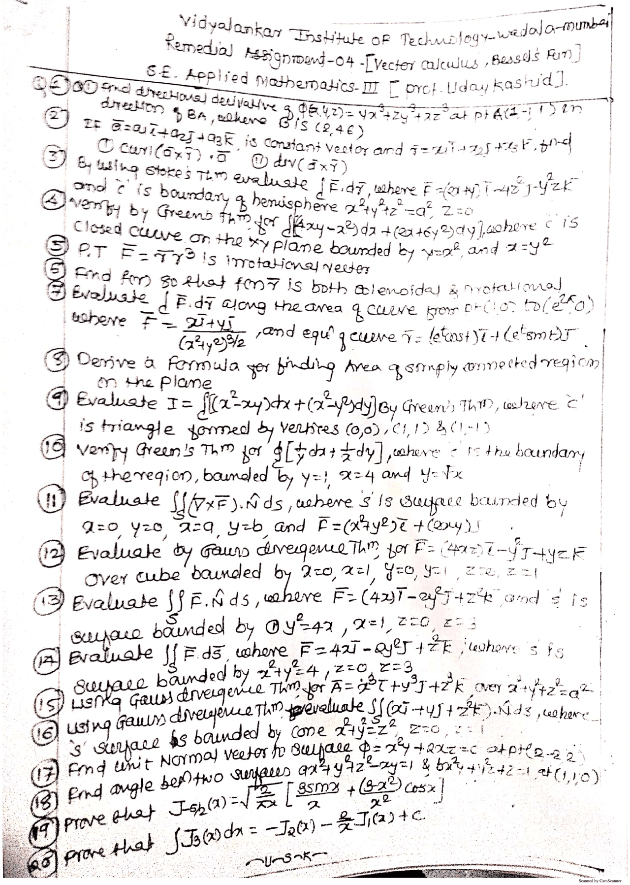 Vector Calculus notes for iit/neet students - Docsity