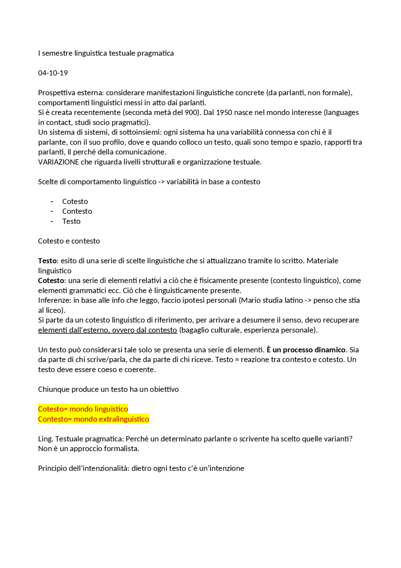 Linguistica Pragmatica Docsity