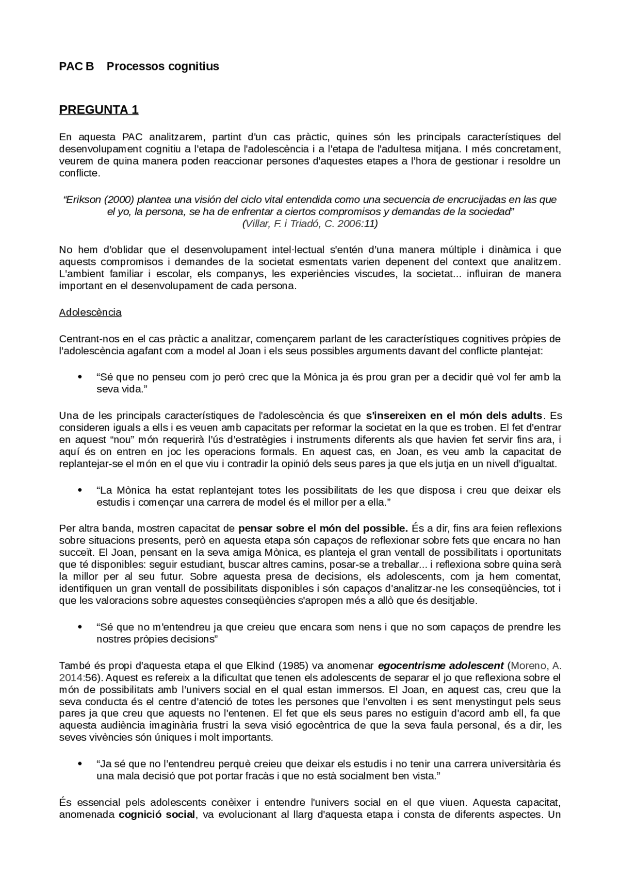 Pac B Psicologia Del Desenvolupament Docsity