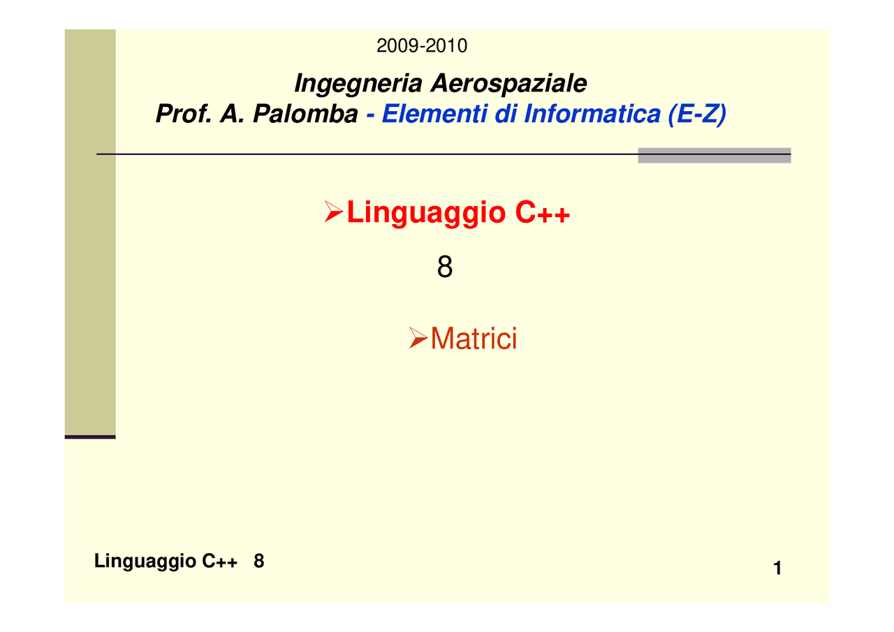 Matrici informatica - Docsity