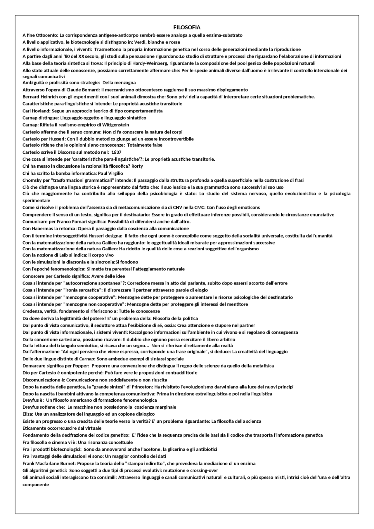 Filosofia Unipegaso Triennio Docsity