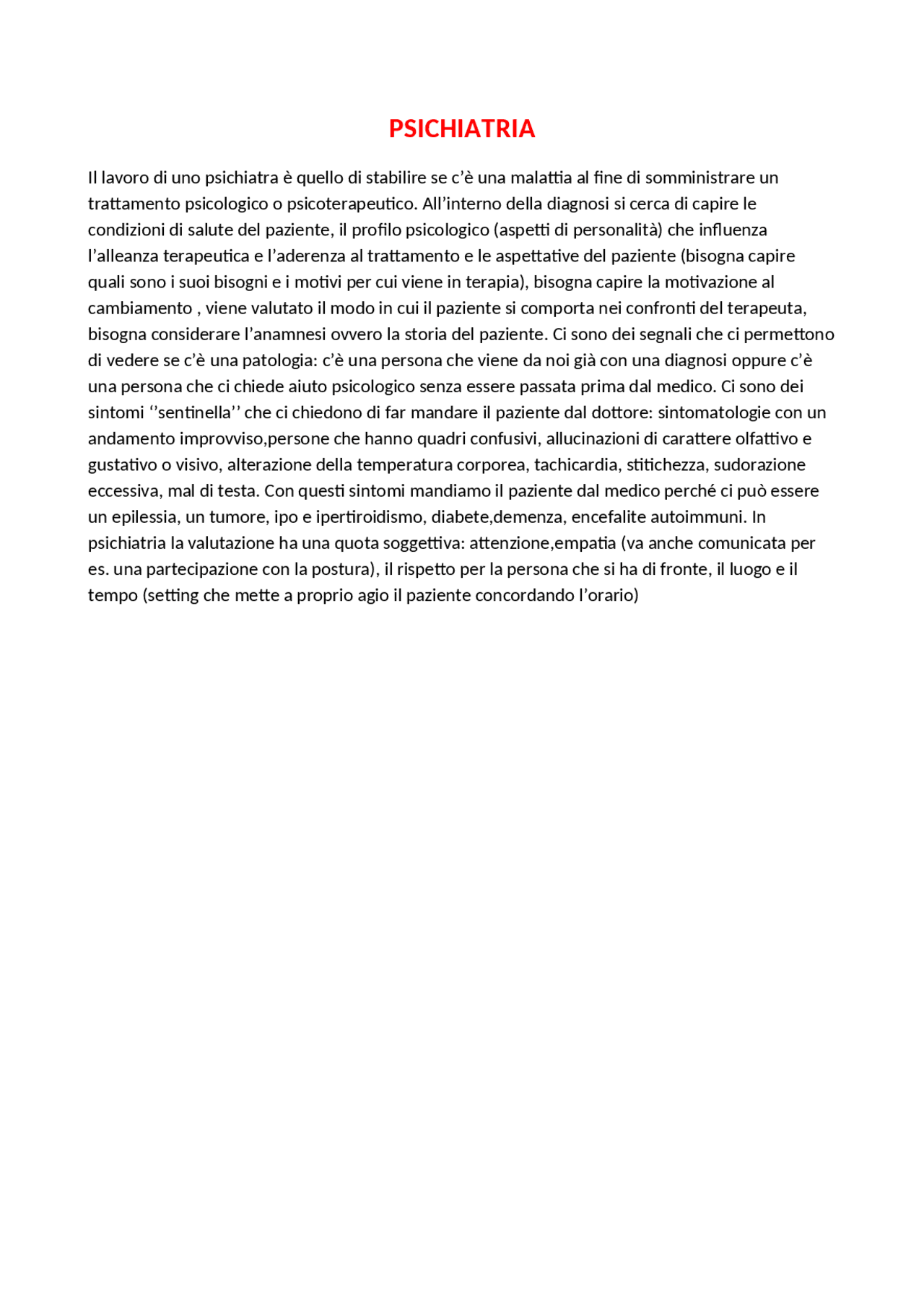 Riassunto Psichiatria Docsity