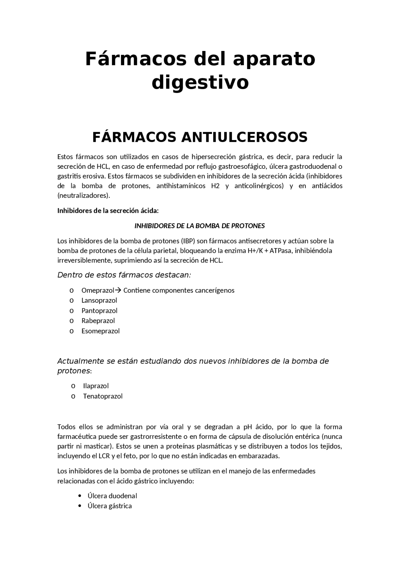 Fármacos Del Aparato Digestivo Apuntes De Farmacología Docsity