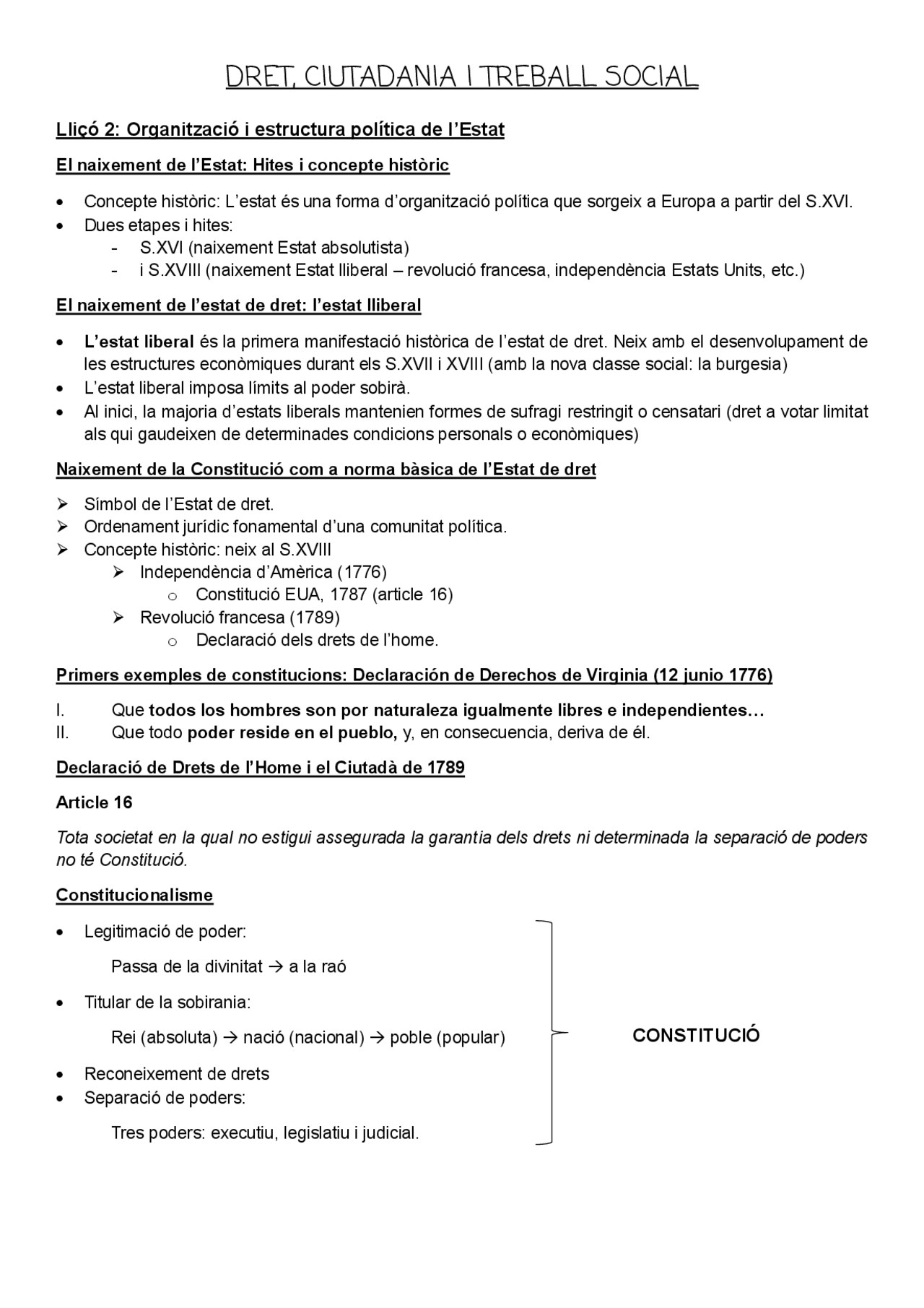 Resum Tema 2 Dret Ciutadania I Treball Social Docsity
