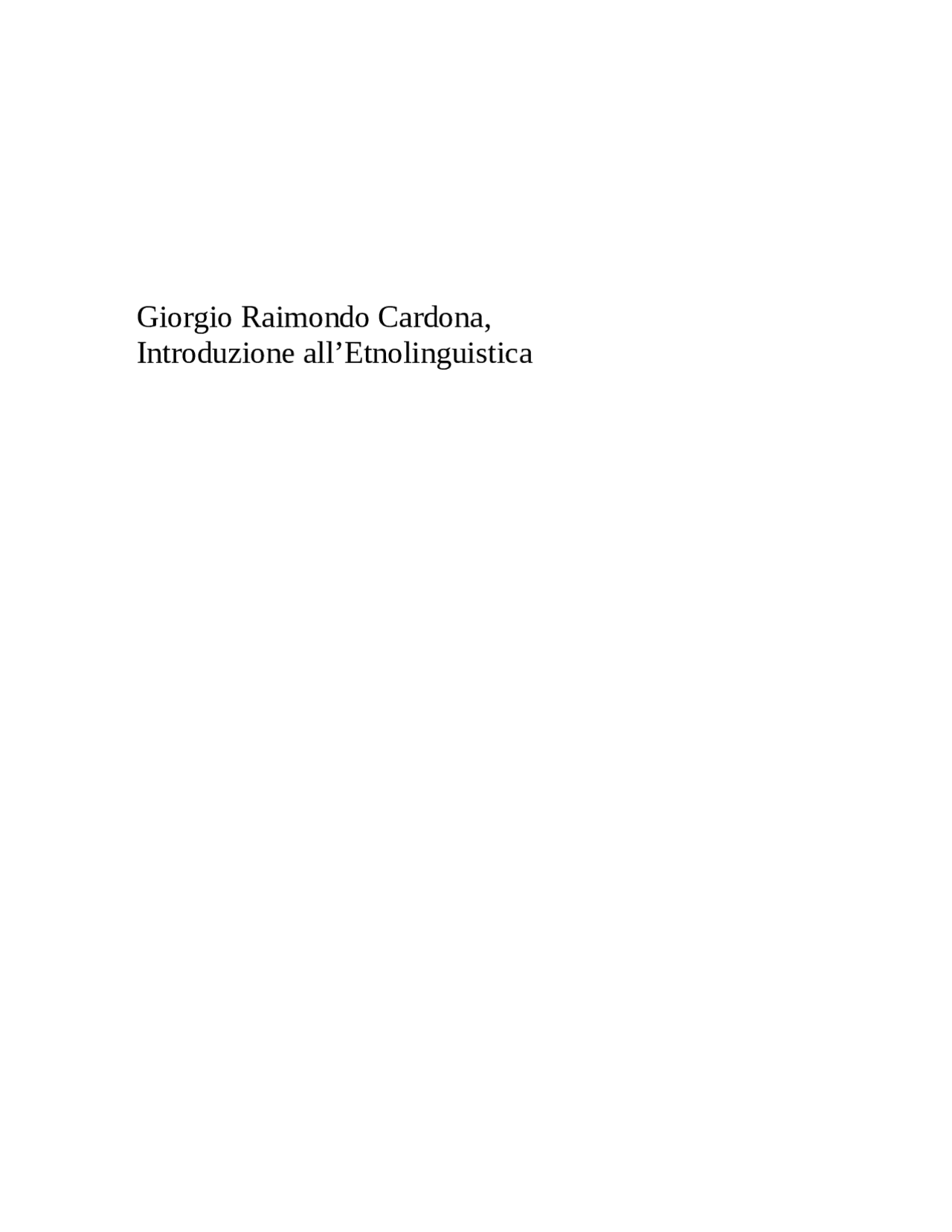 Riassunto Del Libro Introduzione Alletnolinguistica Di Giorgio