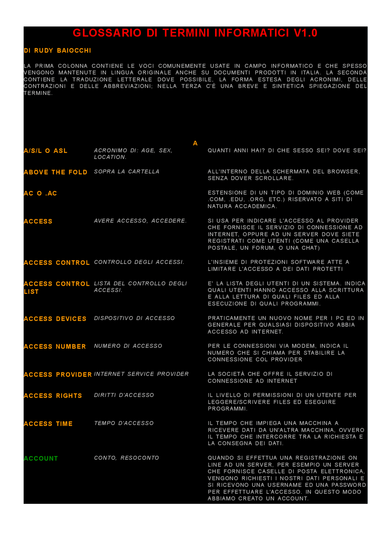 Glossario Termini Informatici Docsity