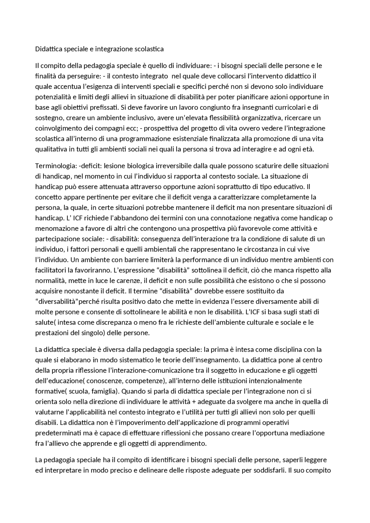 Didattica Speciale E Integrazione Scolastica Cottini Docsity