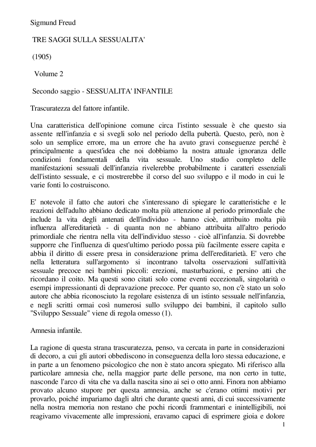 Teoria Sessuale Freud Docsity