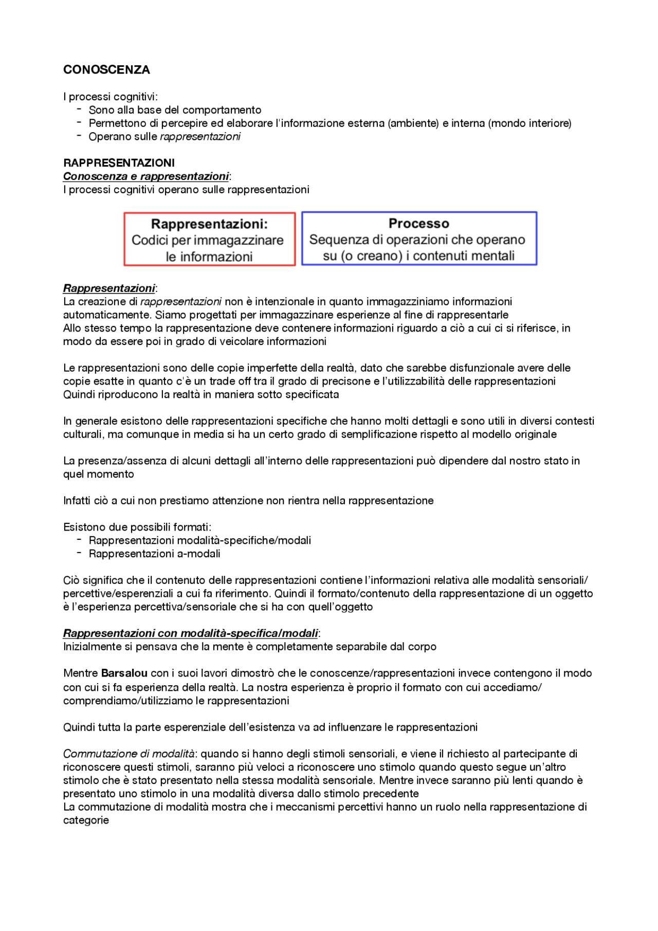 Conoscenza E Rappresentazioni Docsity